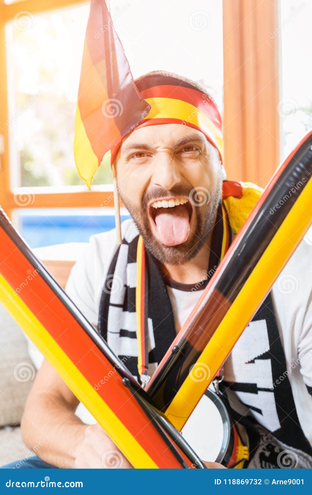 Young Man Cheering for the German Soccer Team Stock Photo - Image of ...