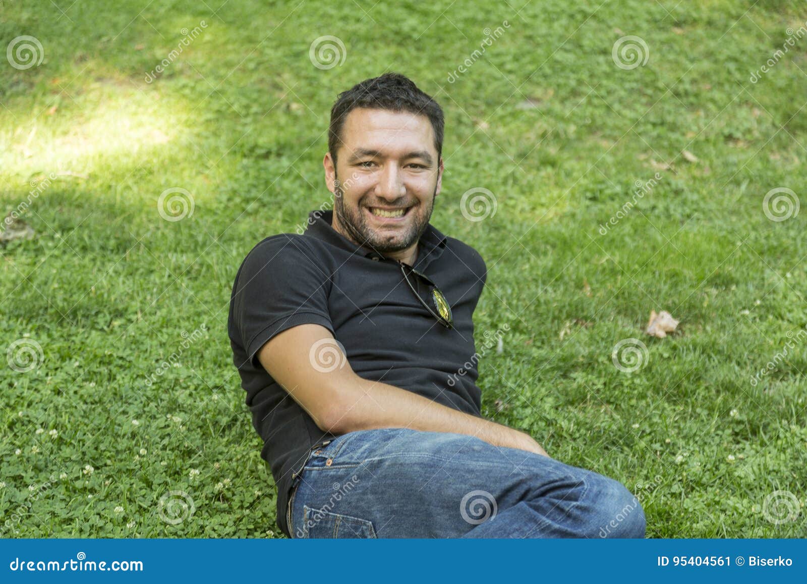 Young man chilling stock image. Image of beard, garden - 95404561