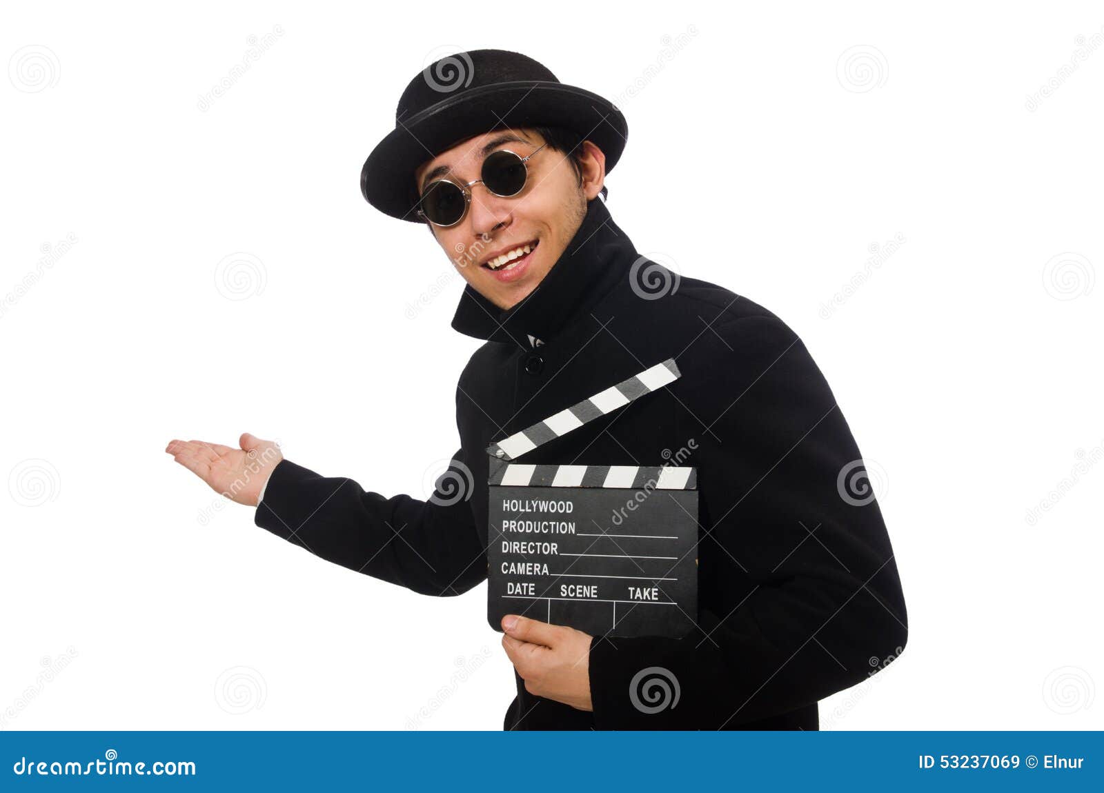 Young Man with Clapper-board Isolated on White Stock Image - Image of ...