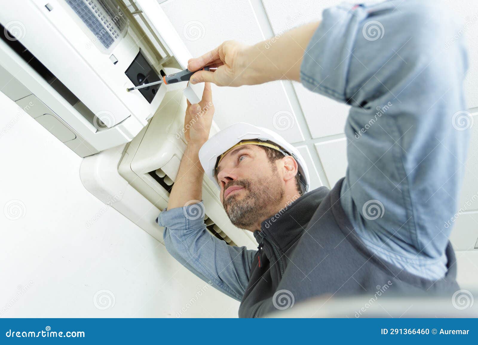 Young Man Cleaning Air Conditioning System Stock Photo - Image of ...