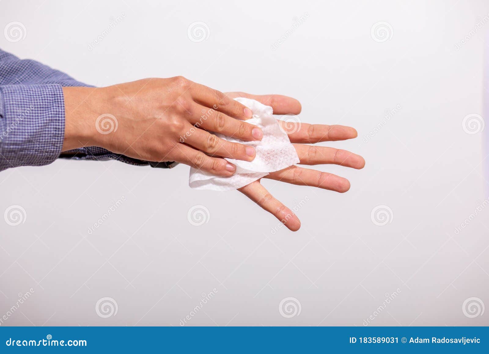Man Cleaning Hands with Wet Wipes Stock Image - Image of person ...