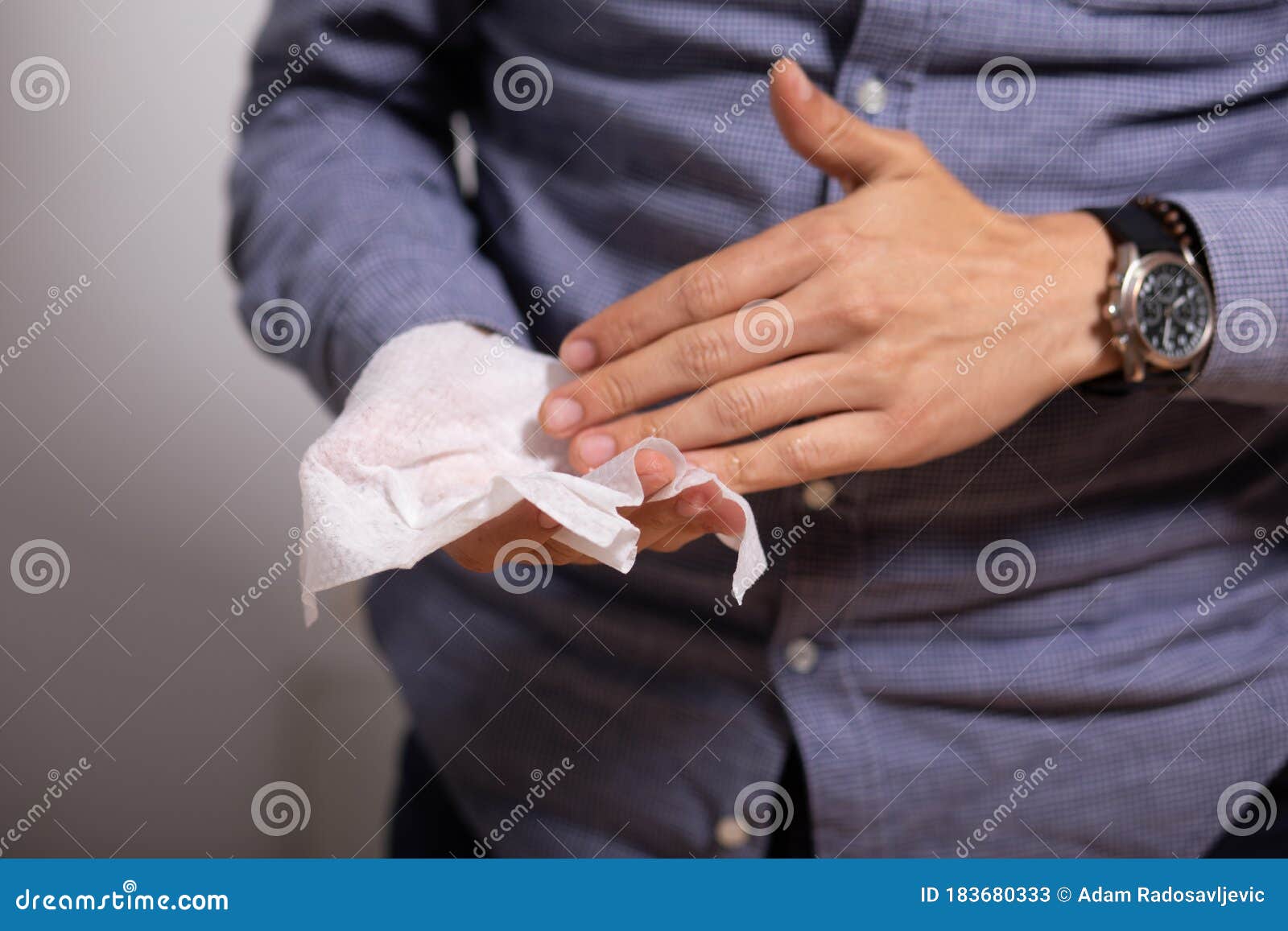 Man Cleaning Hands with Wet Wipes Stock Image - Image of hand, fresh ...