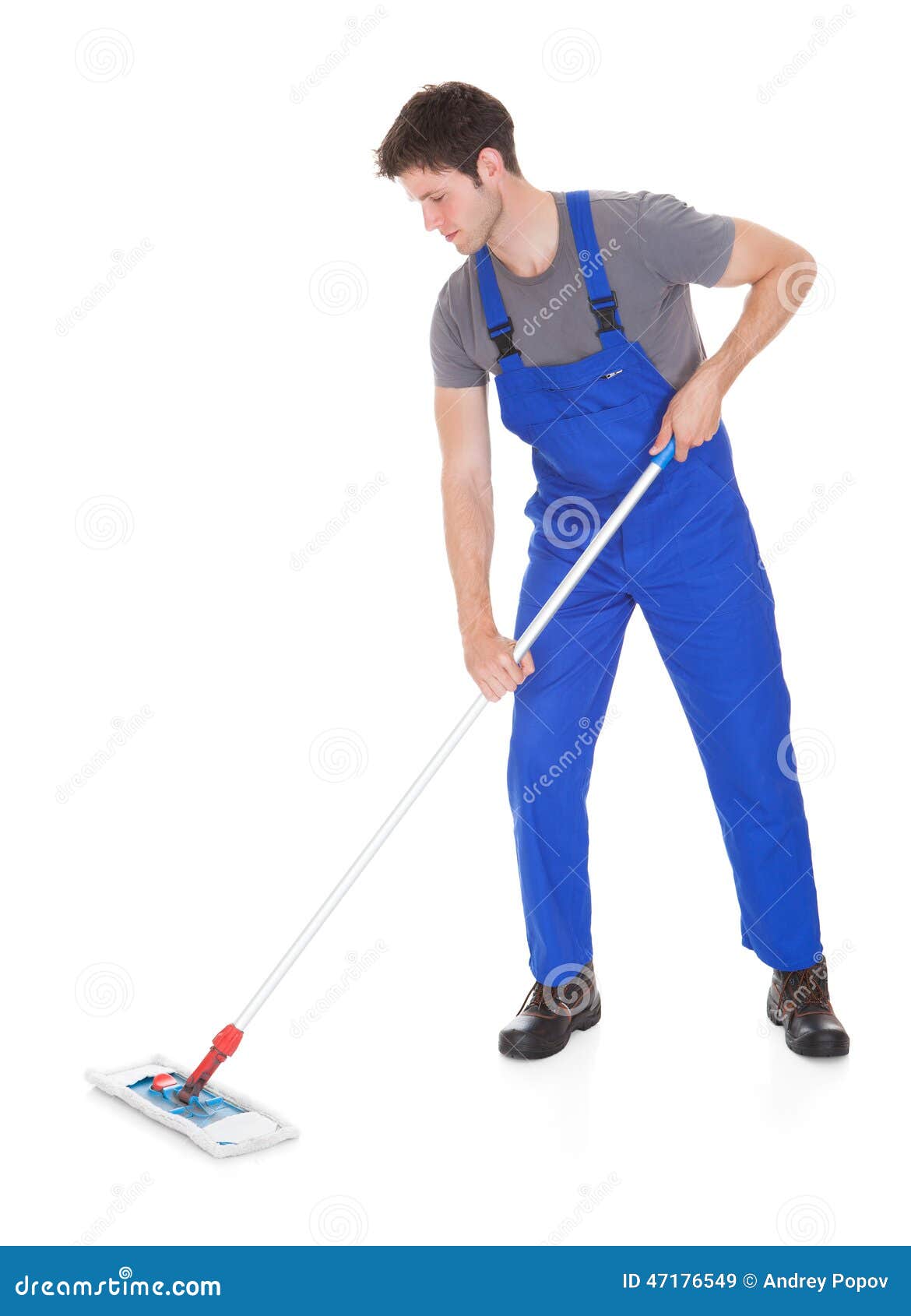 Young Man Cleaning with Mop Stock Image - Image of background, labor ...