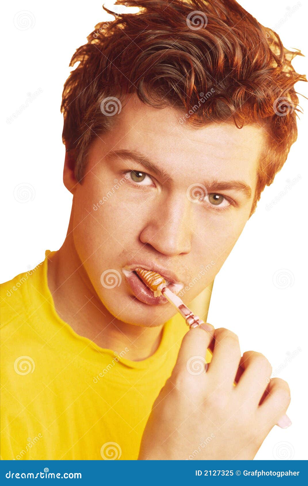 Young man cleans stock image. Image of sight, attractive - 2127325