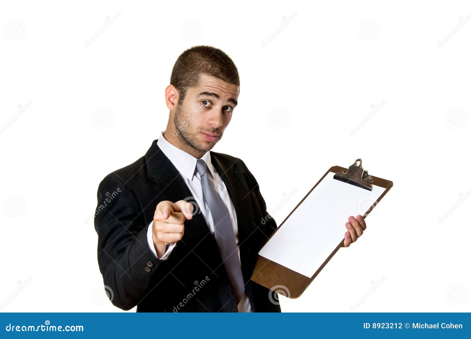 Young Man with Clipboard stock photo. Image of business - 8923212
