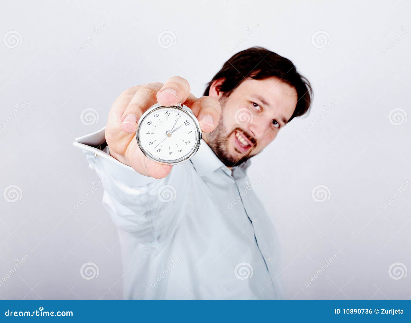 Young man with clock stock photo. Image of sign, head - 10890736
