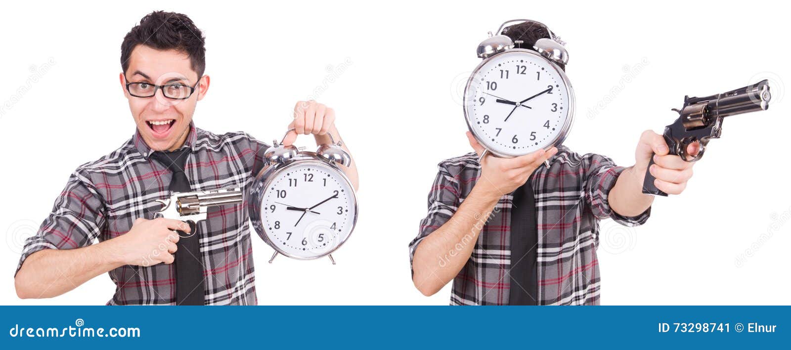 The Young Man with Clock Isolated on White Stock Image - Image of ...
