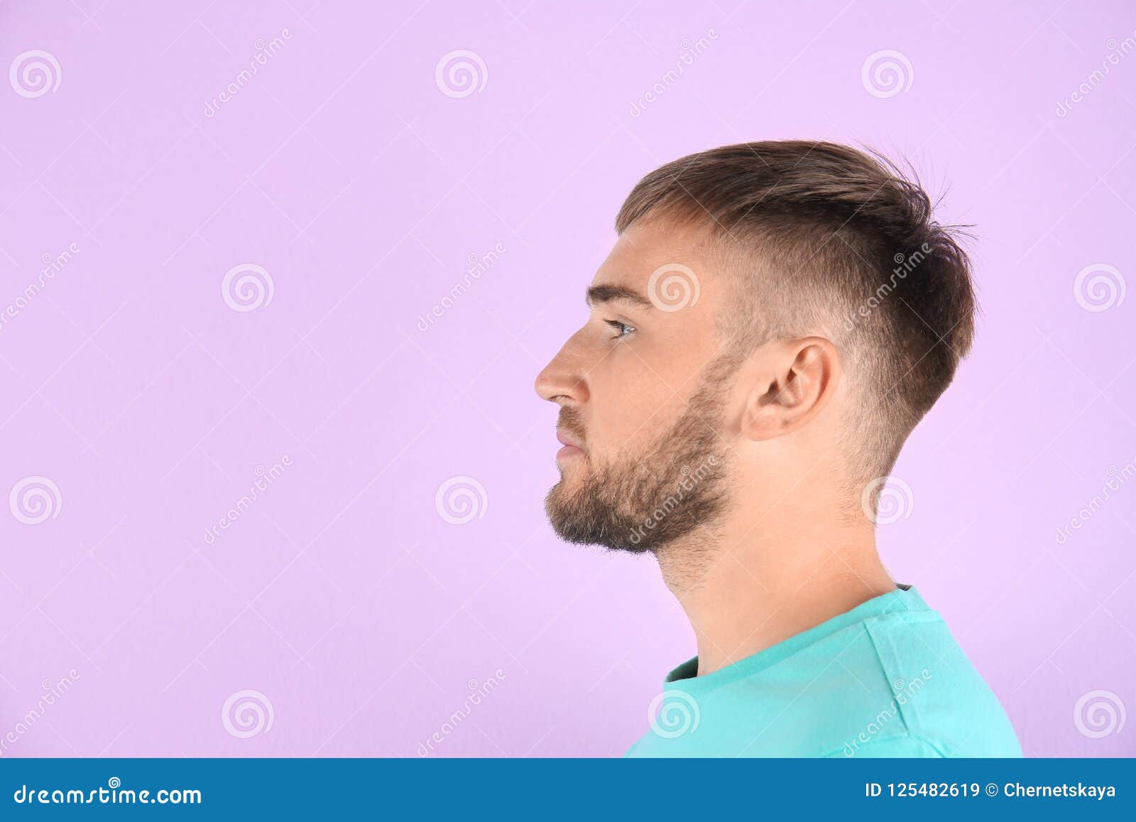 Young Man on Color Background with Copy Space Text Stock Image - Image ...