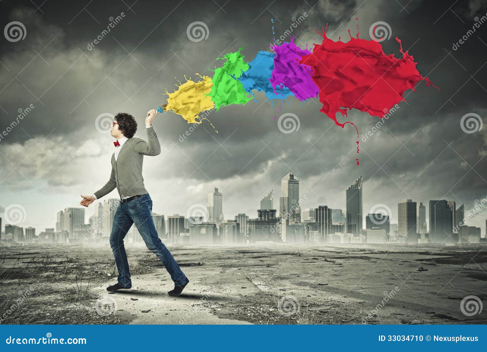 Young Man and Colour Splash Stock Photo - Image of colorful, ripple ...