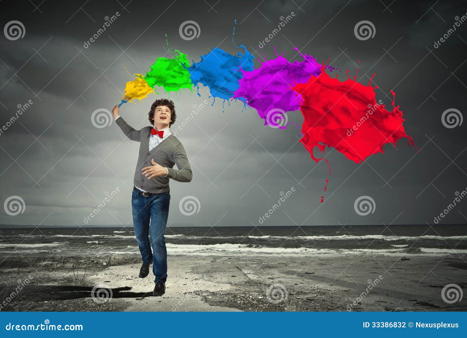 Young Man and Colour Splash Stock Photo - Image of splash, blue: 33386832