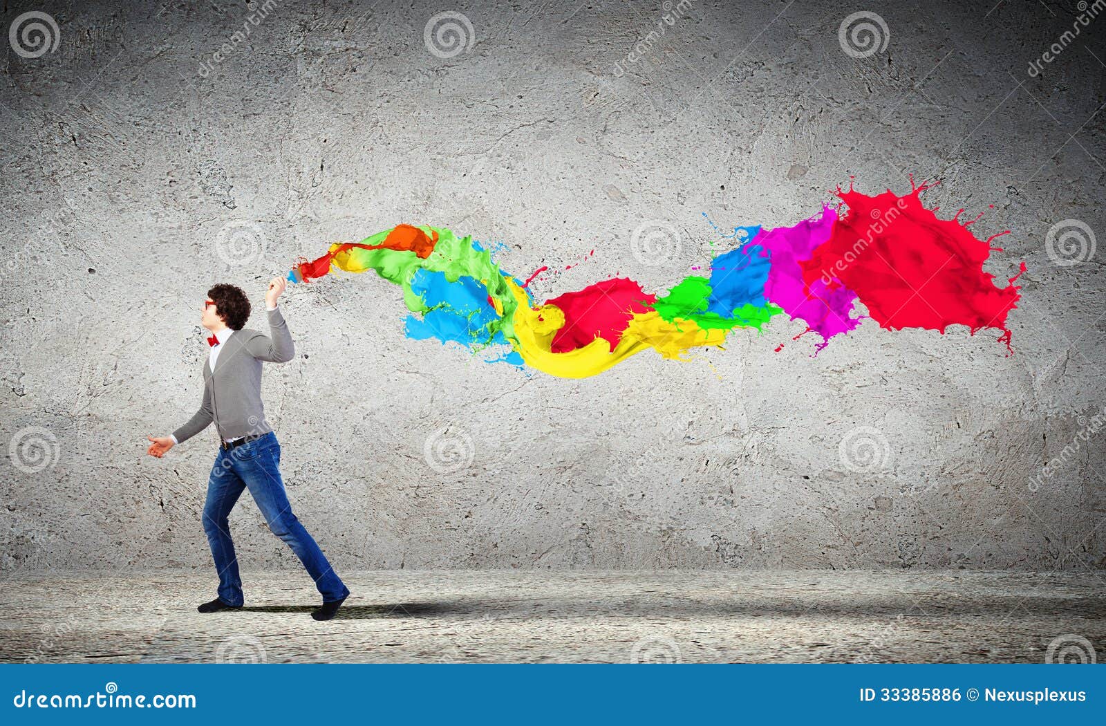 Young Man and Colour Splash Stock Photo - Image of flowing, fresh: 33385886