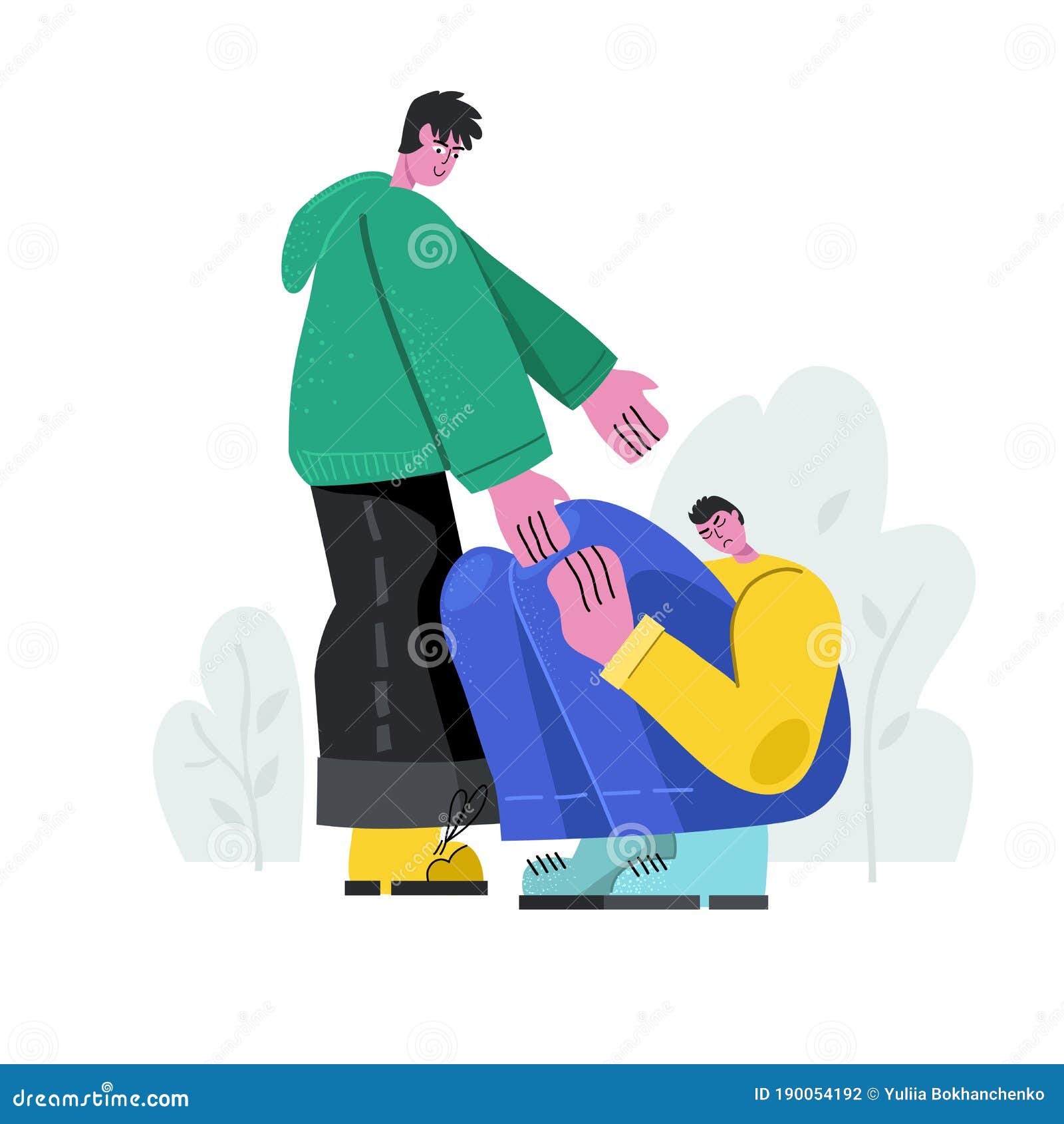 A Young Man Comforts A Sad Guy, Helping Hand. The Concept Of Empathy ...