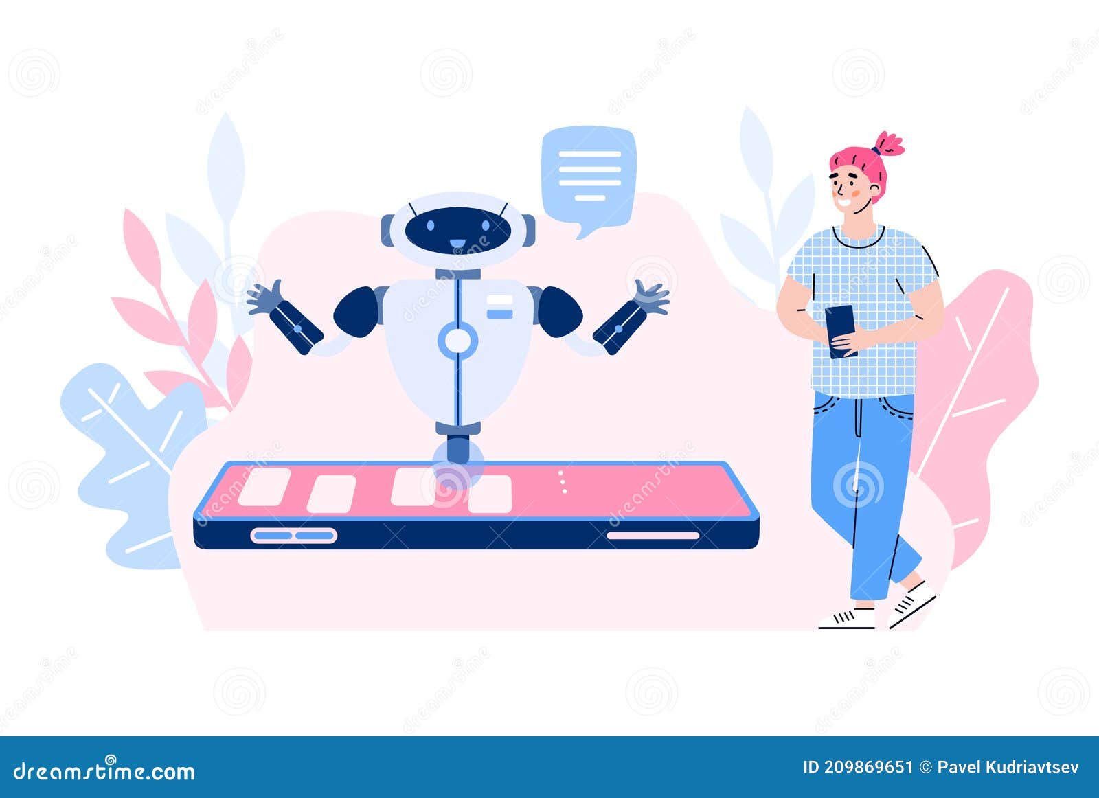 Young Man Communicating with Chatbot, Cartoon Vector Illustration ...