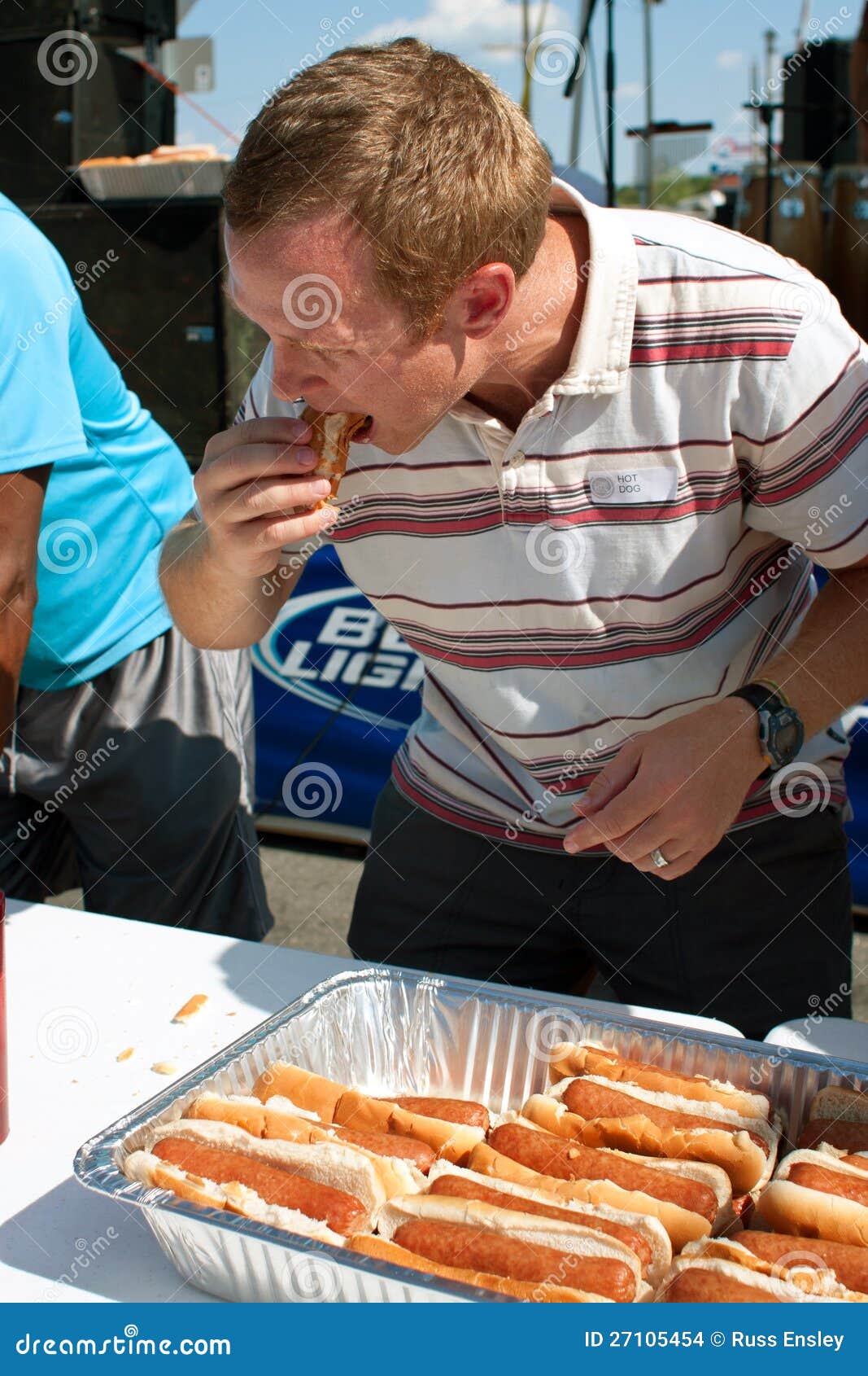 Young Man Competes in Hot Dog Eating Contest Editorial Stock Image ...