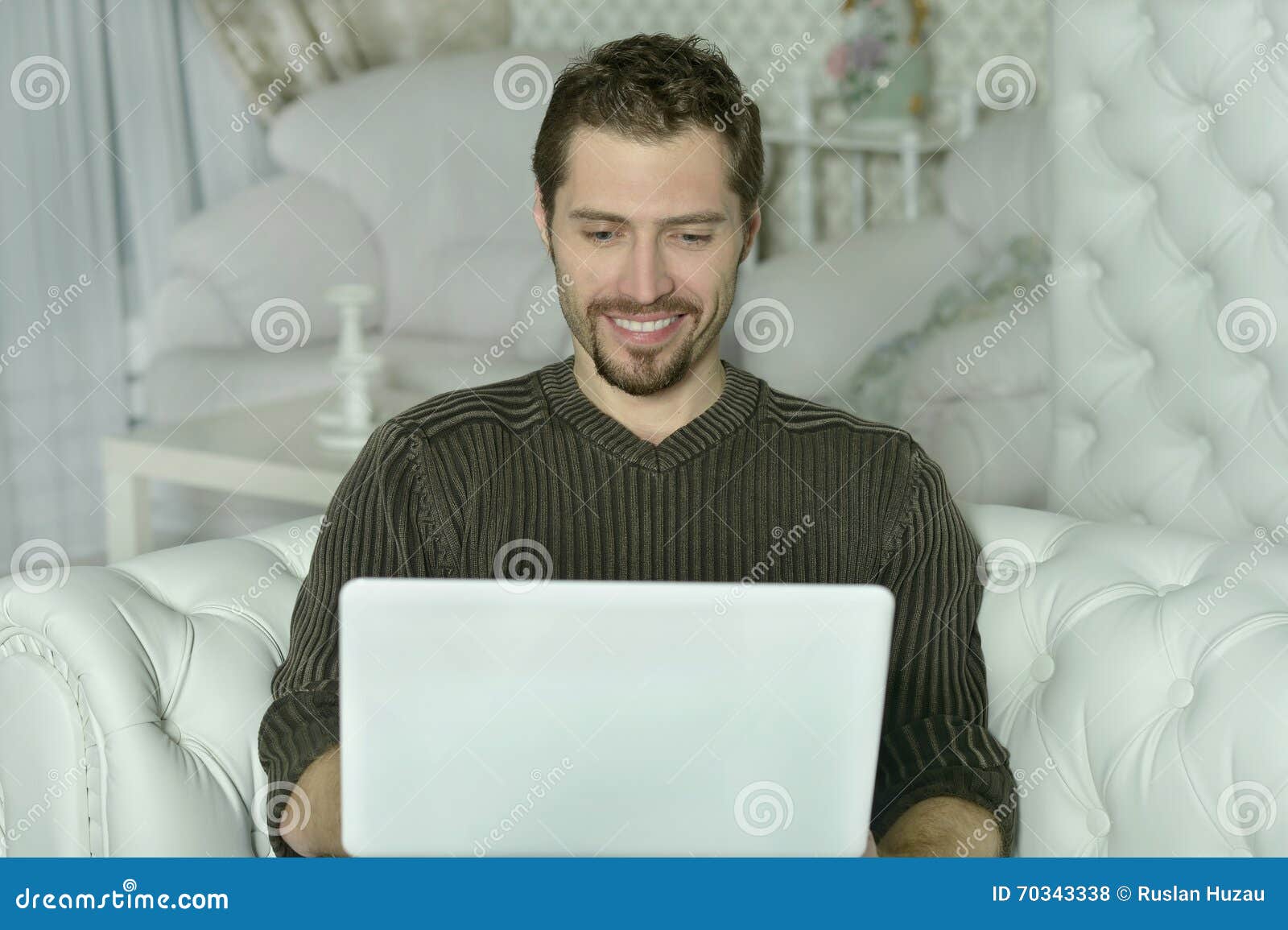 Young Man with Computer Laptop Stock Photo - Image of laptop, internet ...