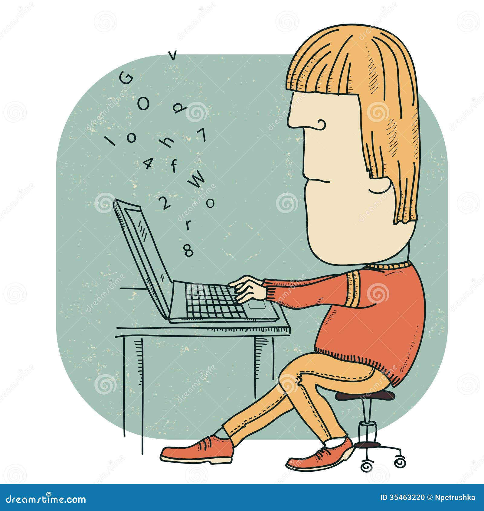 Young Man and Computer.Vector Illustration Stock Vector - Illustration ...