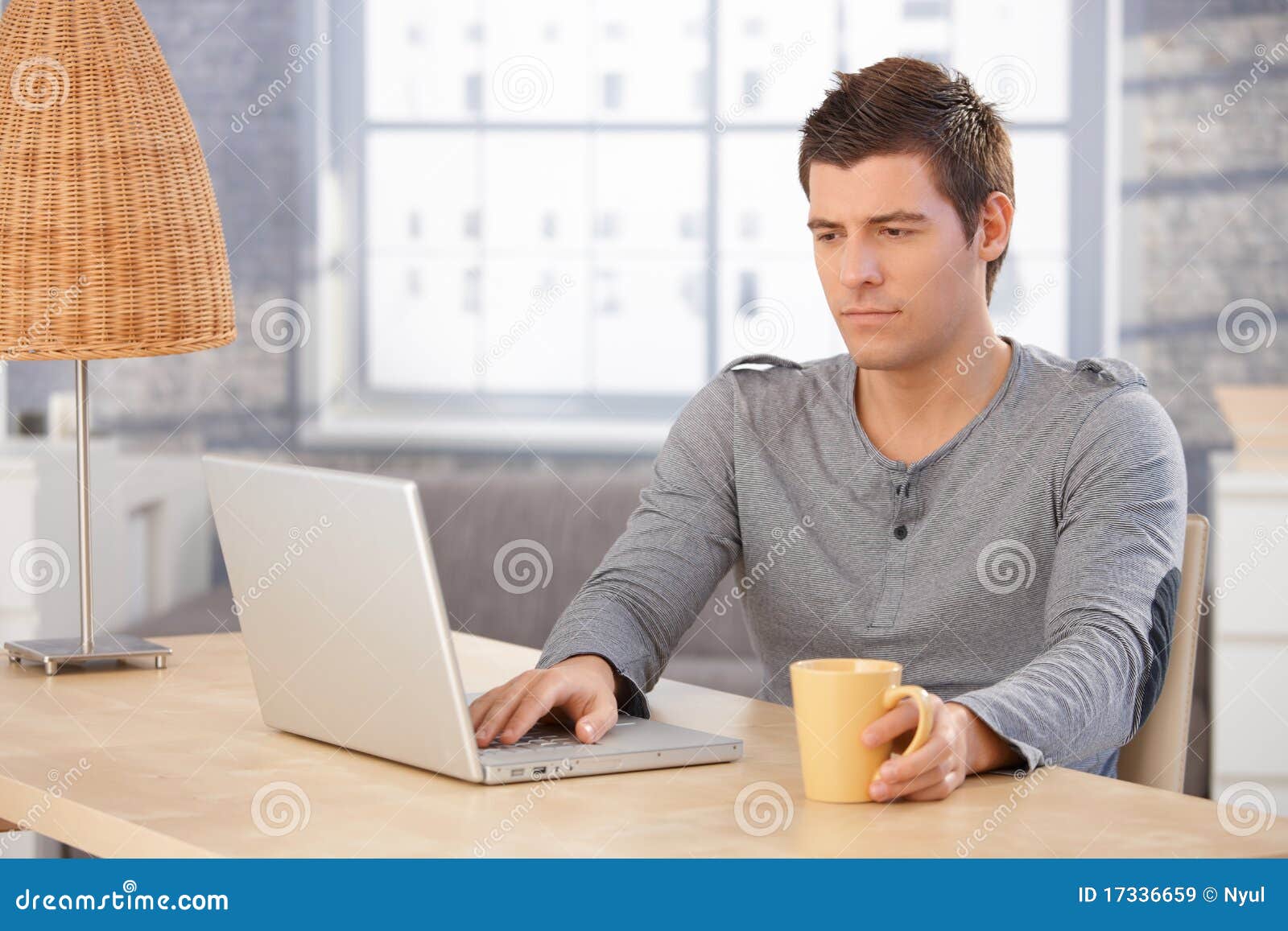Young Man Concentrating on Laptop Screen Stock Image - Image of laptop ...