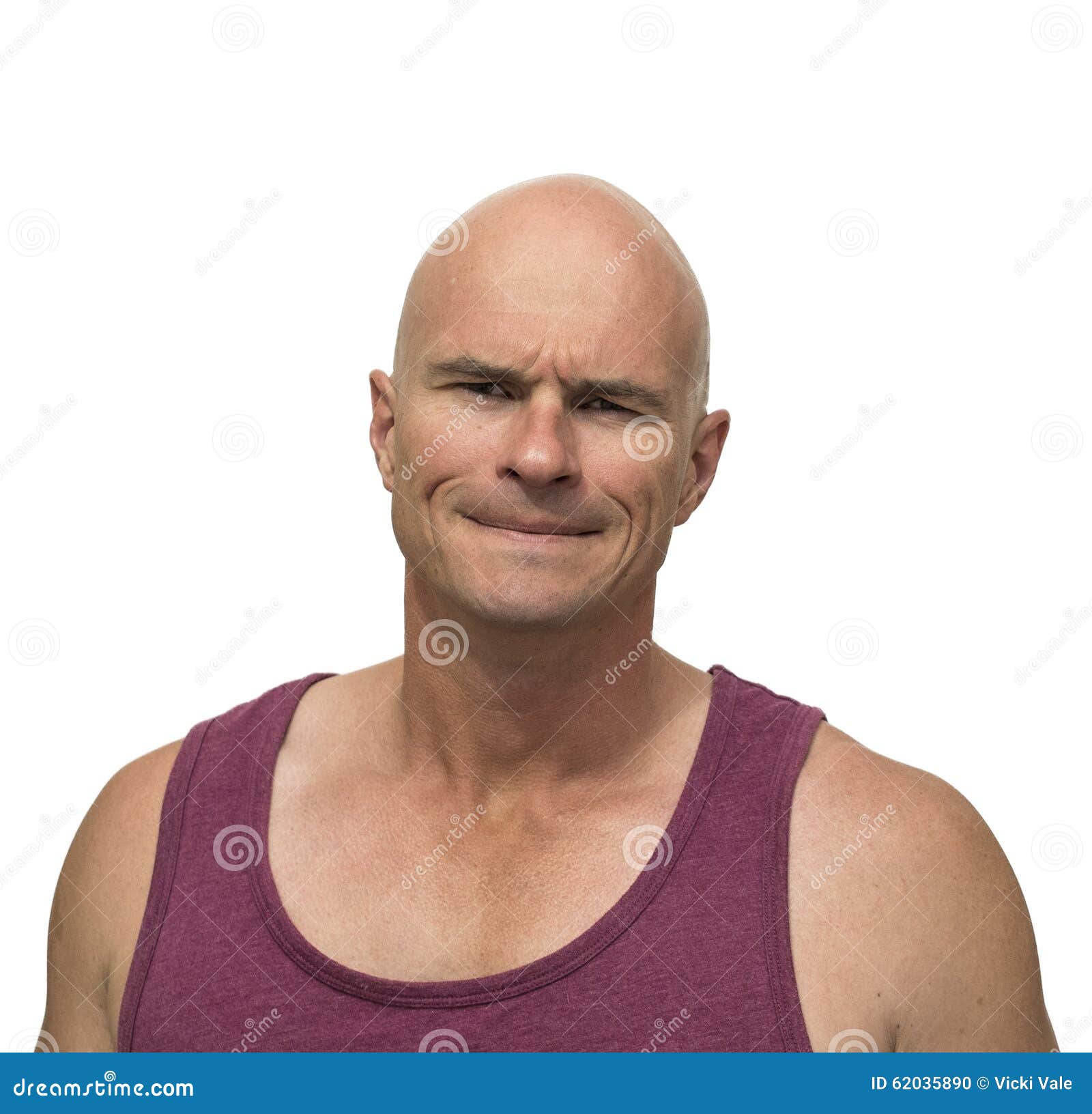 Young Man Concerned Expression Stock Photo - Image of male, bald: 62035890