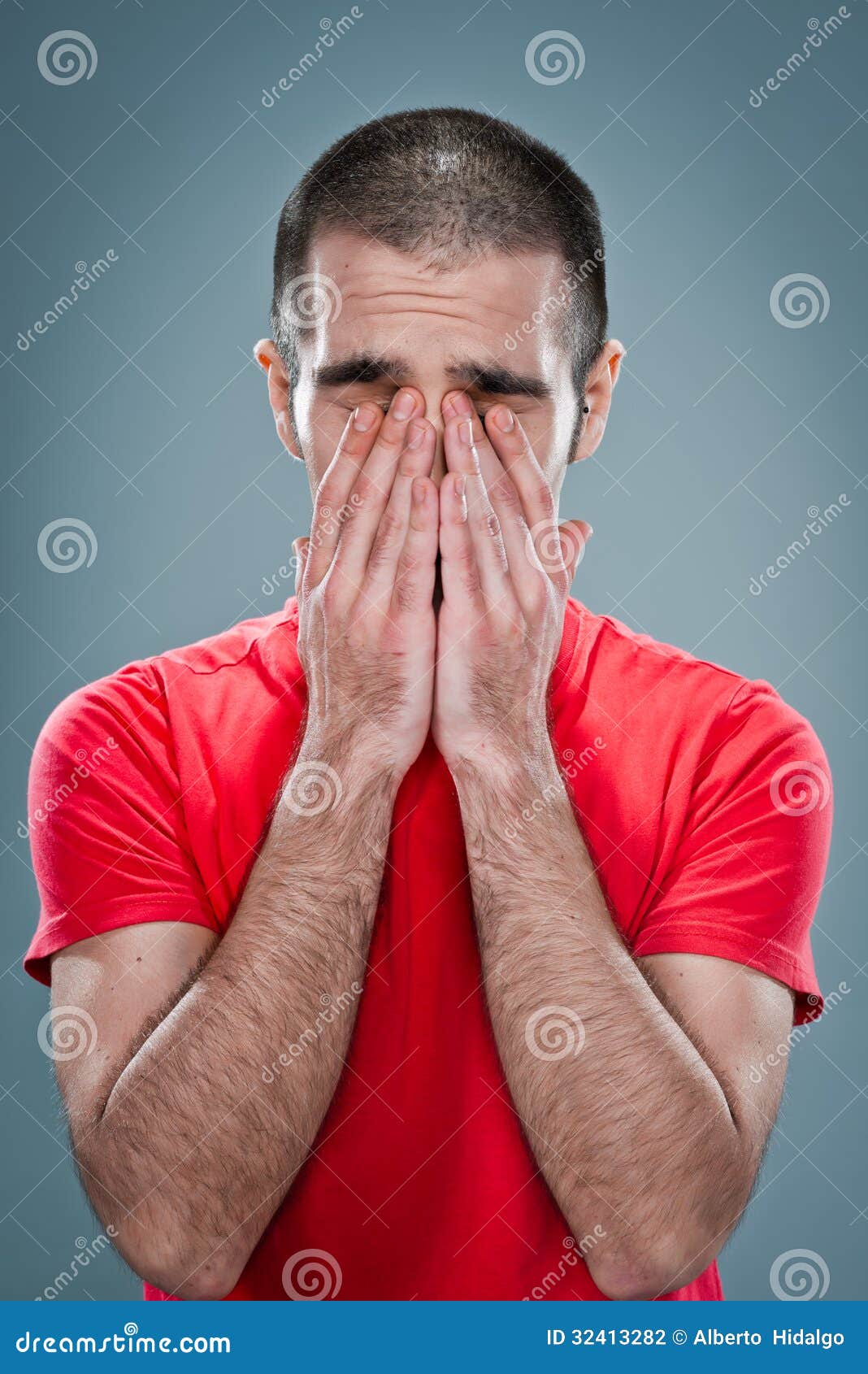 Young Man with Concerned Expression Stock Photo - Image of crying ...