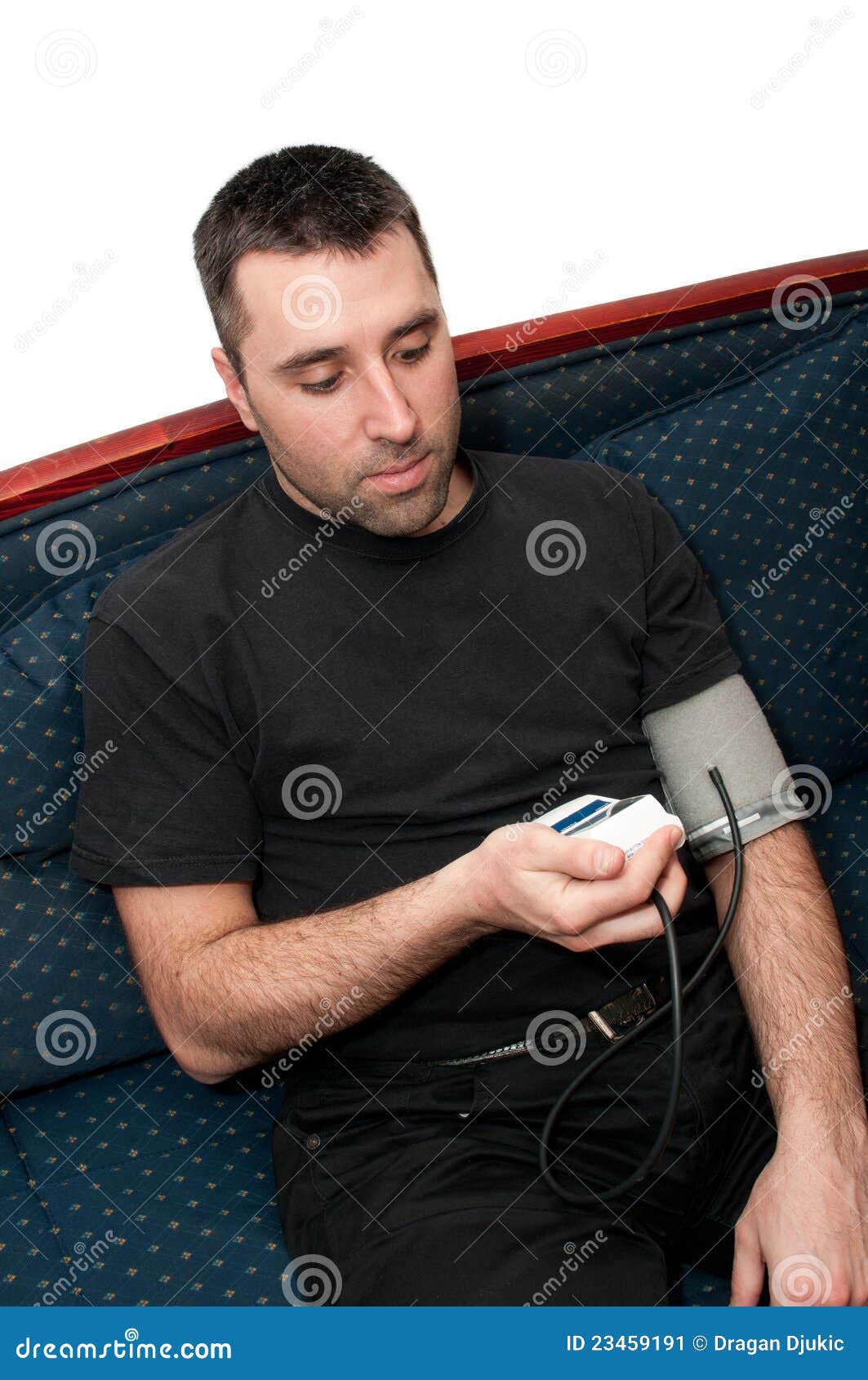 Young Man Concerned about His Blood Pressure Stock Image - Image of ...