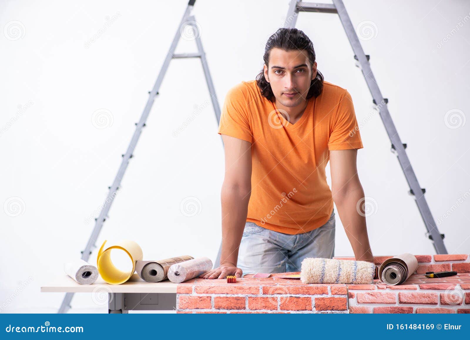 Young Man Contractor Doing Renovation at Home Stock Image - Image of ...