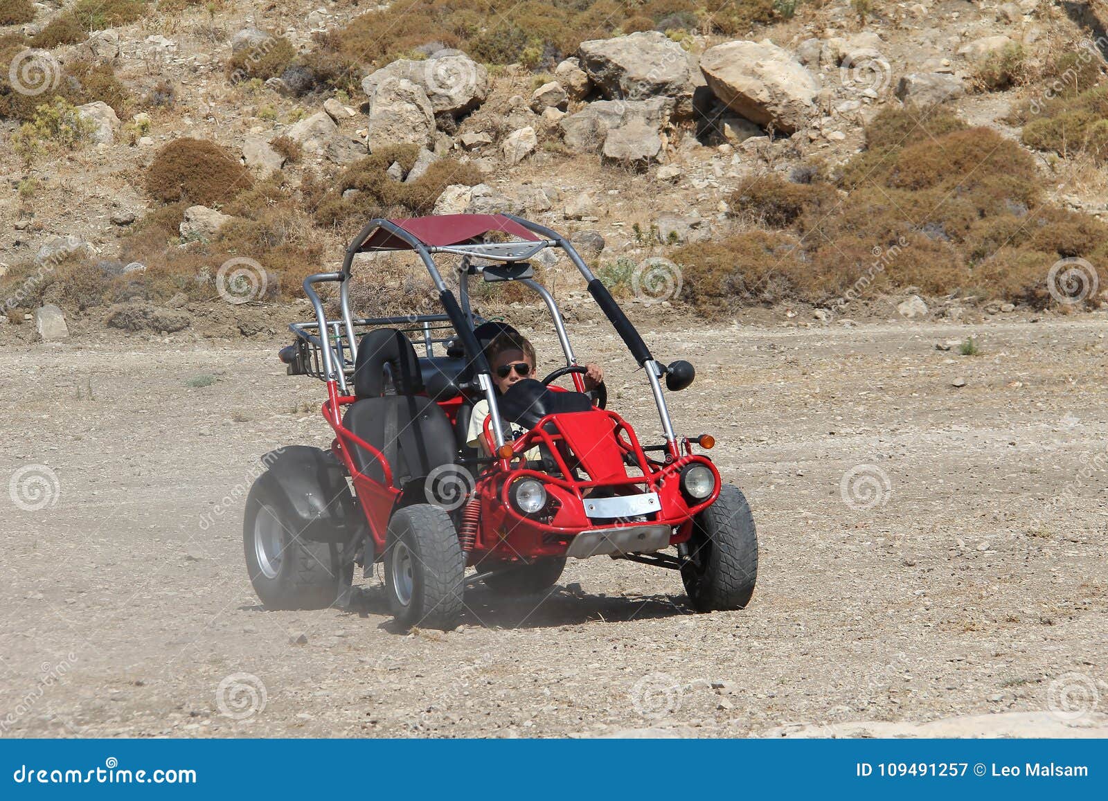 A Young Man Controls a Buggy Stock Image - Image of land, young: 109491257