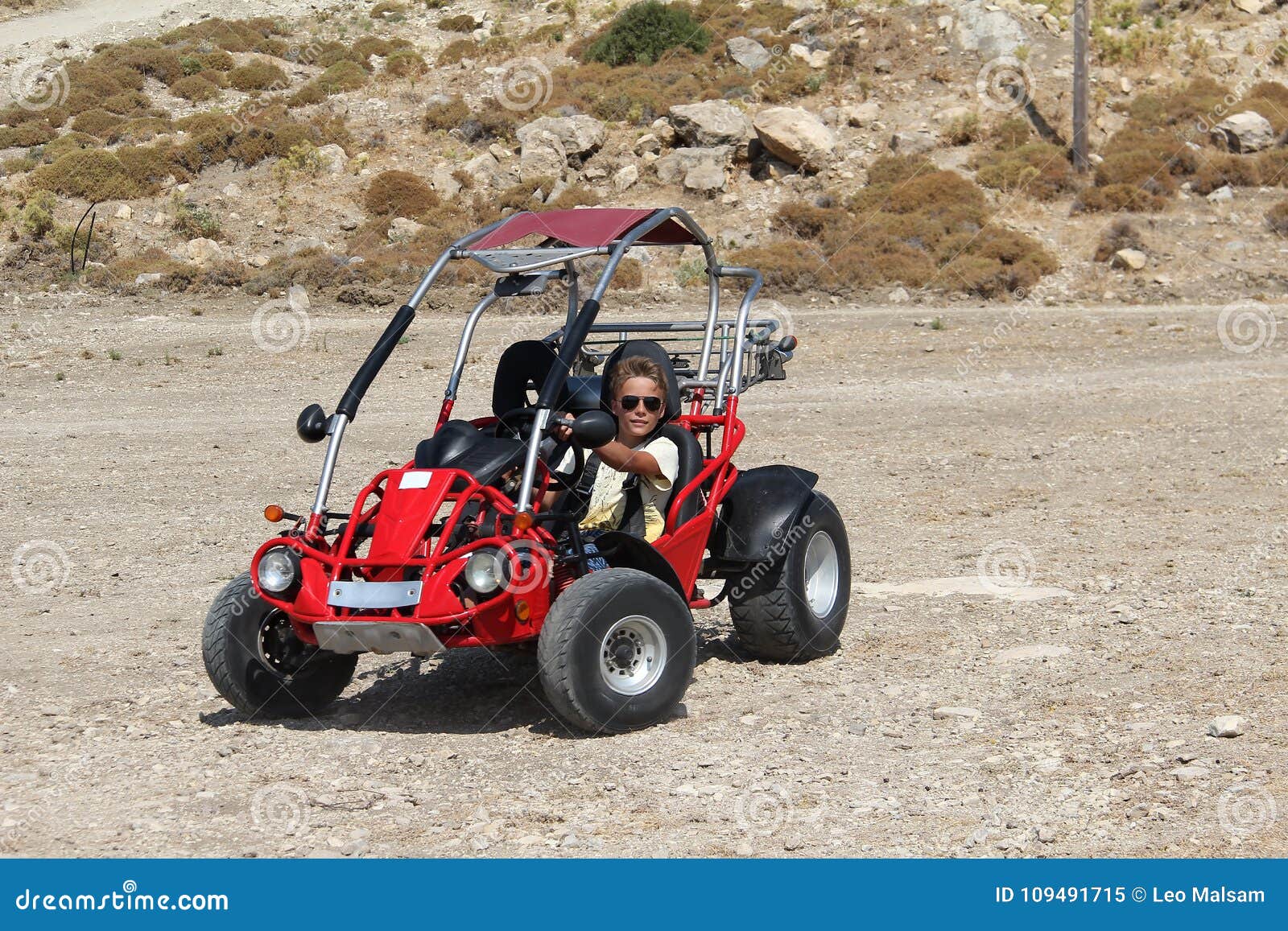 A Young Man Controls a Buggy Stock Image - Image of road, motion: 109491715