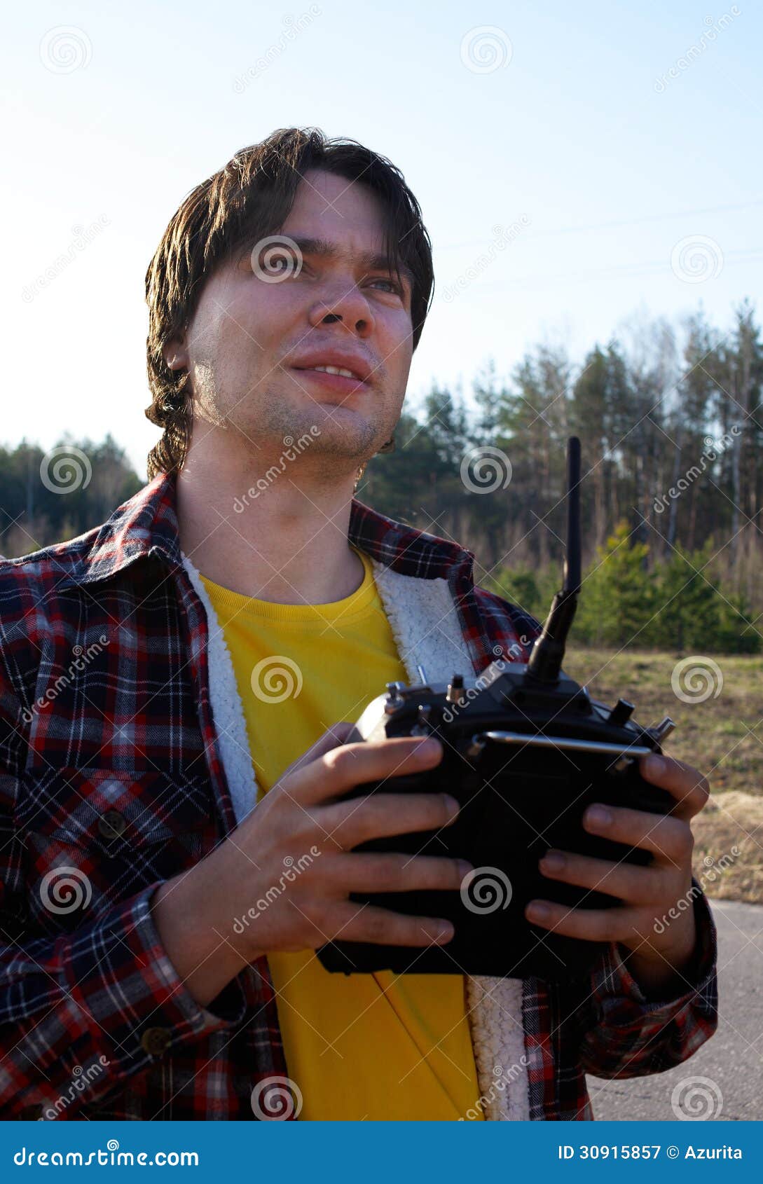 Young Man Controls RC Plane in the Sky Stock Image - Image of pleasure ...