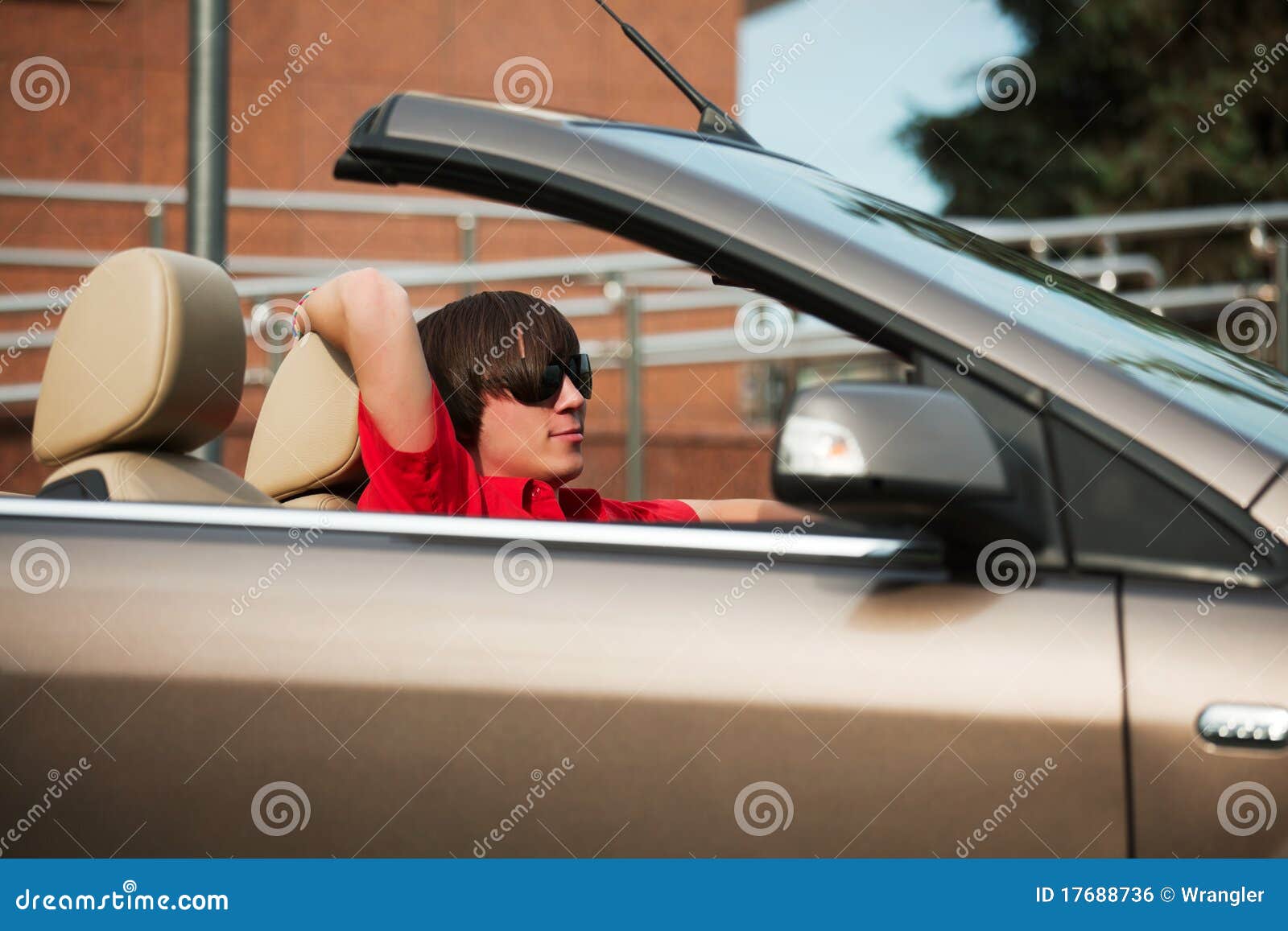 Young Man in a Convertible. Stock Photo - Image of life, students: 17688736