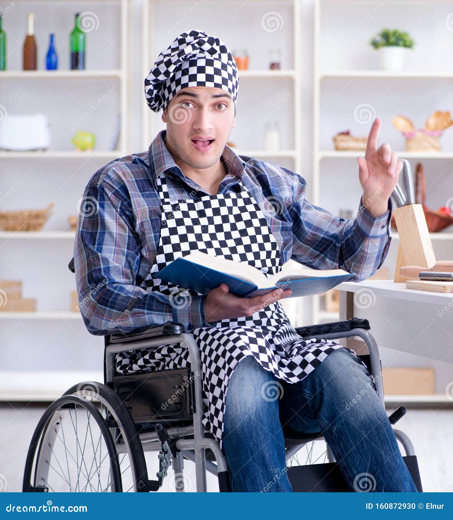 Young Man Cook with Book of Food Recipes Stock Photo - Image of dinner ...