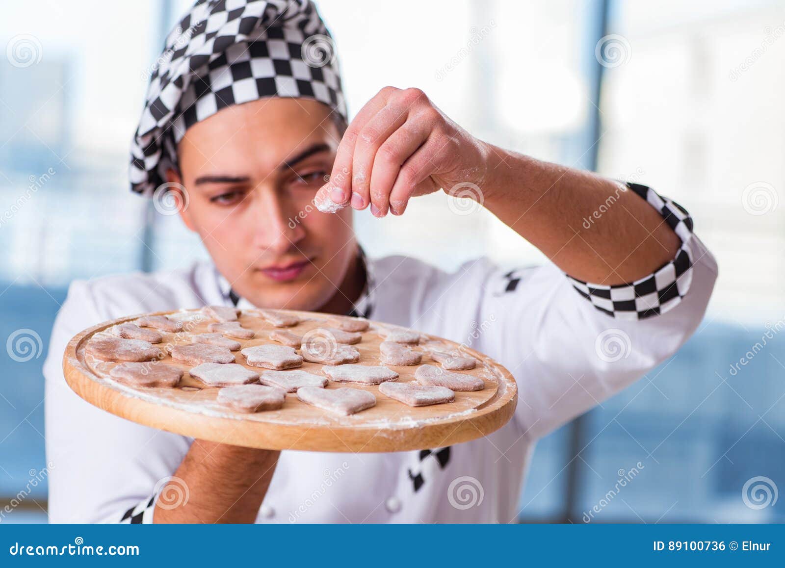 The Young Man Cooking Cookies in Kitchen Stock Photo - Image of pastry ...