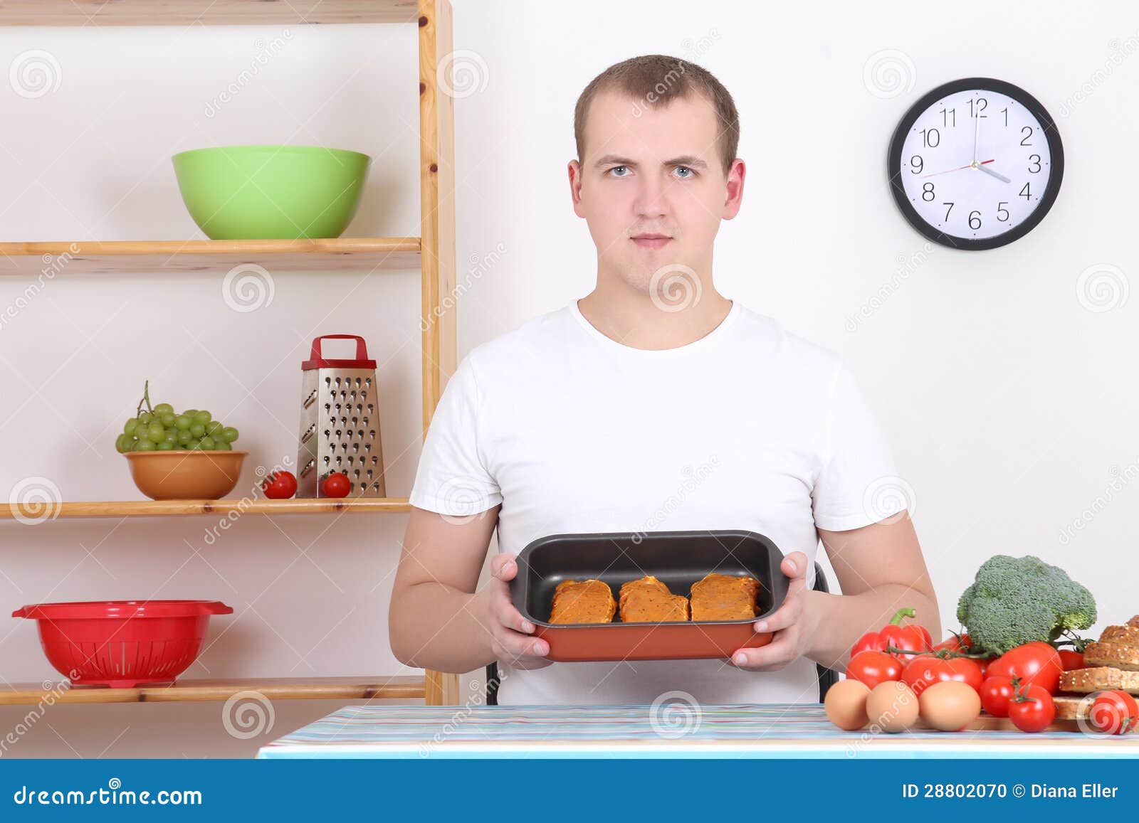 Young Man Cooking Dinner in the Kitchen Stock Photo - Image of dish ...