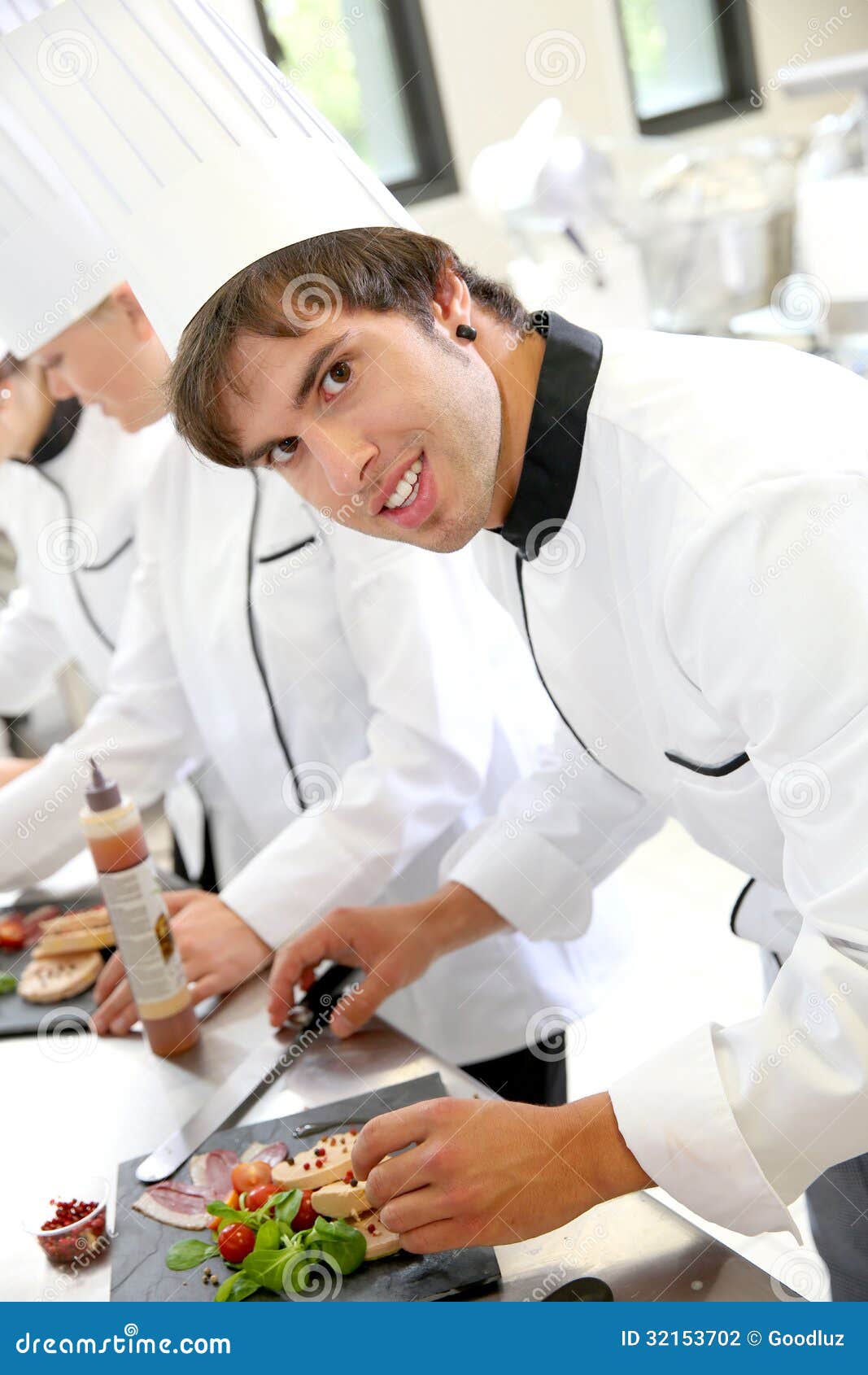 Young Man in Cooking Training School Stock Photo - Image of group ...