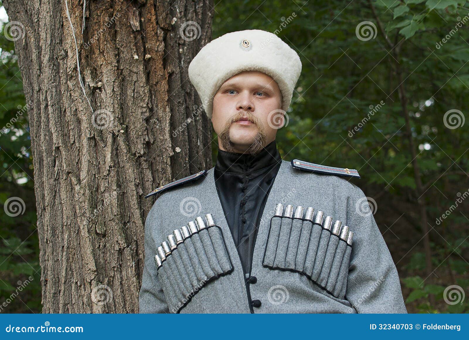 Young Man in a Cossack Clothes in a Forest Stock Image - Image of ...