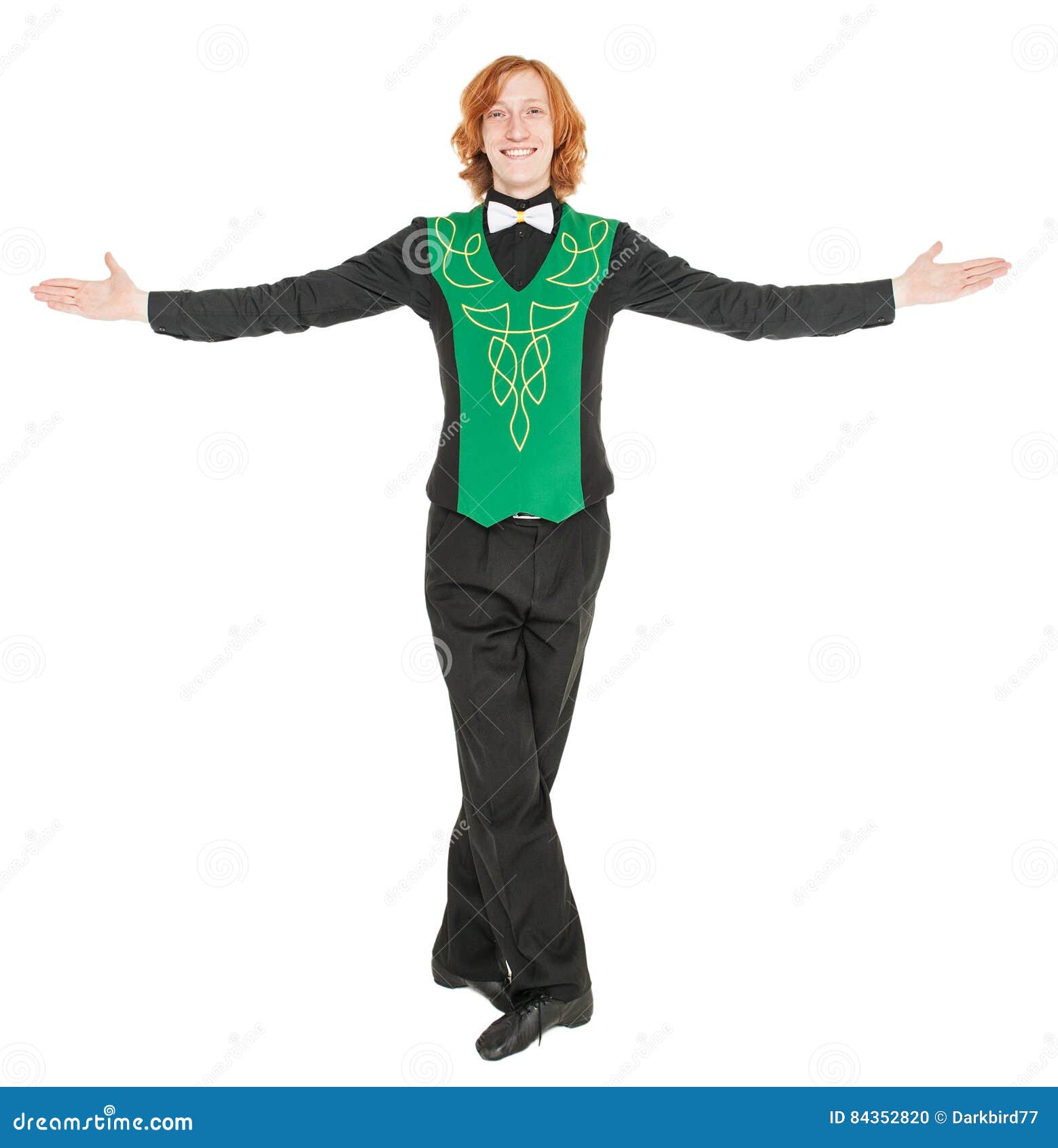 Young Man in Costume for Irish Dance Isolated Stock Photo - Image of ...