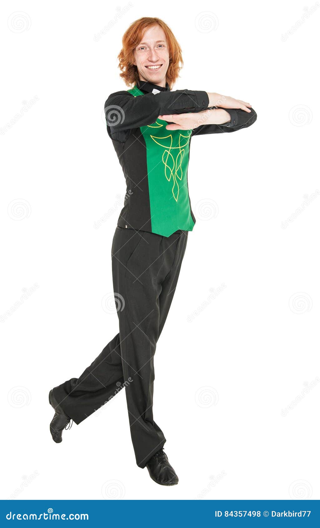 Young Man in Costume for Irish Dance Isolated Stock Photo - Image of ...