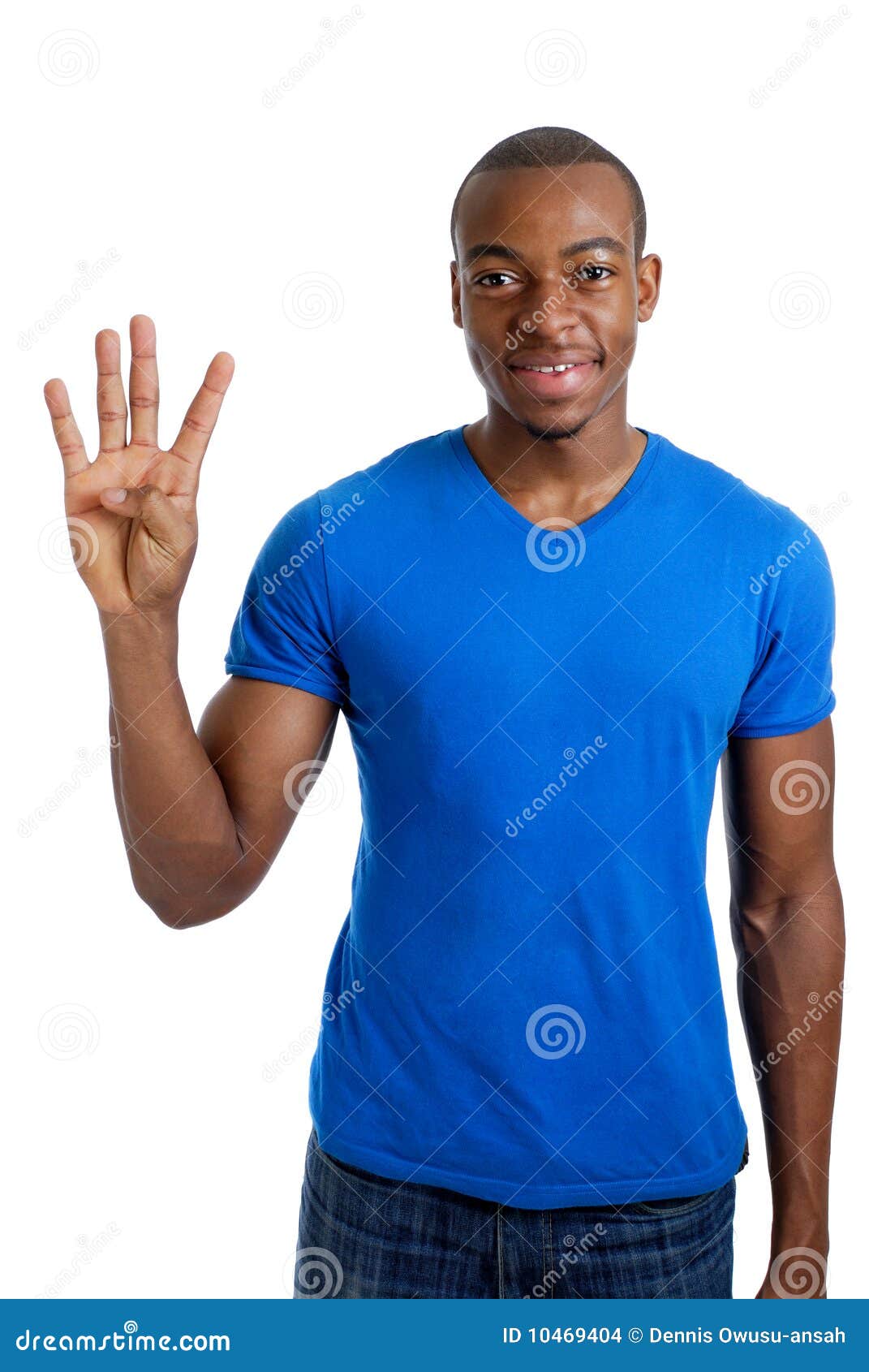 Young man counting to four stock photo. Image of hands - 10469404