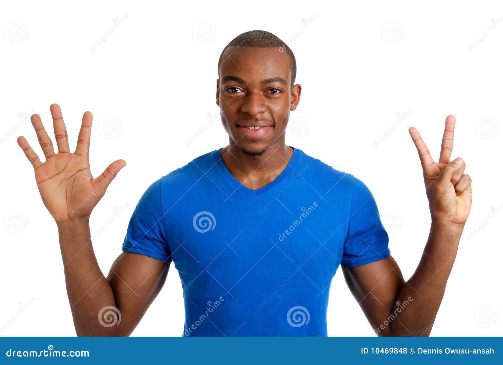 Young Man Counting To Seven Stock Photo - Image of learner, fingers ...