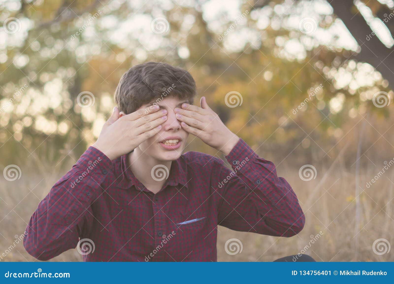 Young Man Counts Playing Hide And Seek With Eyes Closed F Stock Image Image Of Hiding Closed 8686