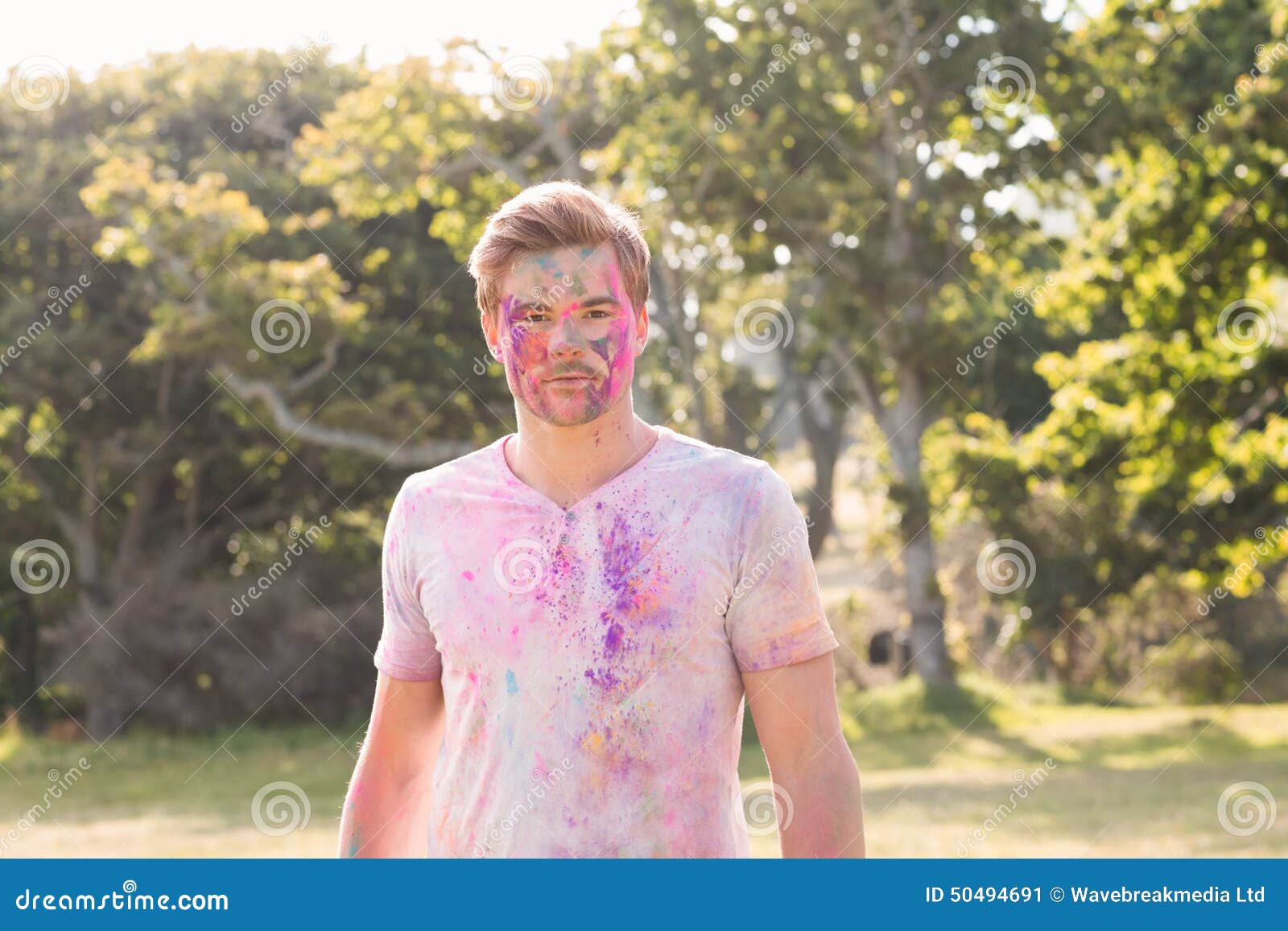 Young Man Covered in Powder Paint Stock Image - Image of enjoyment ...