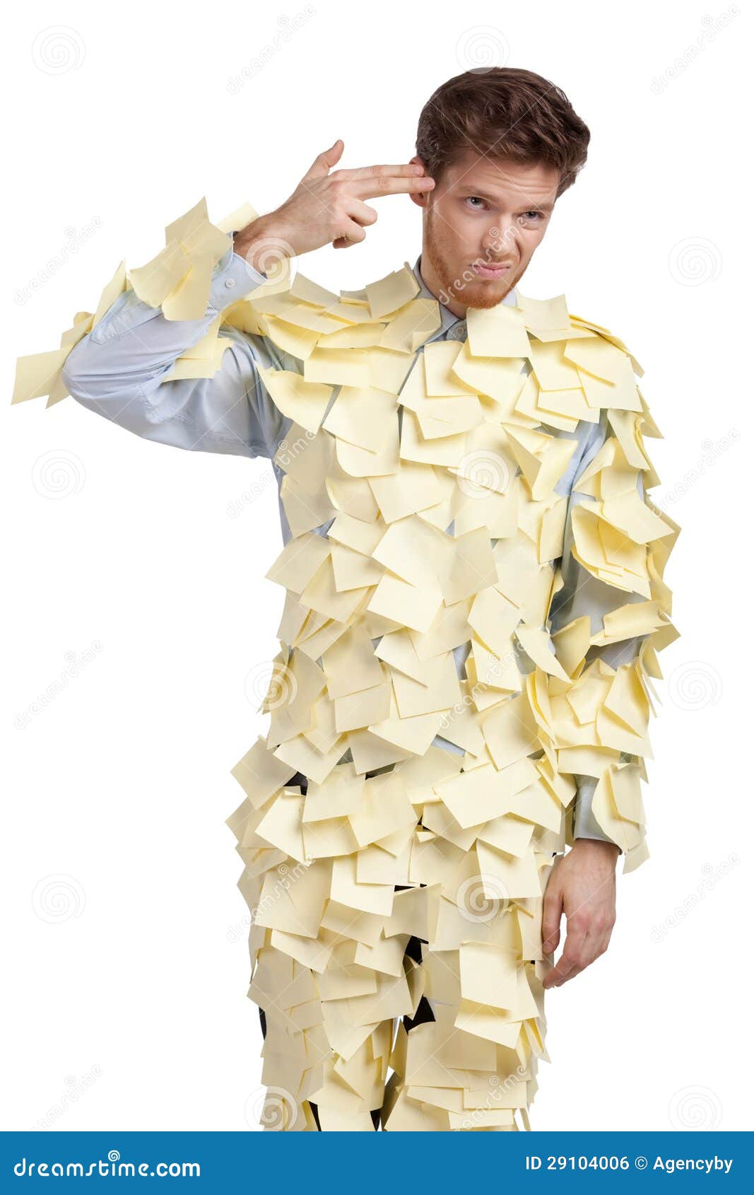 The Young Man Covered with Yellow Sticky Notes Stock Photo - Image of ...