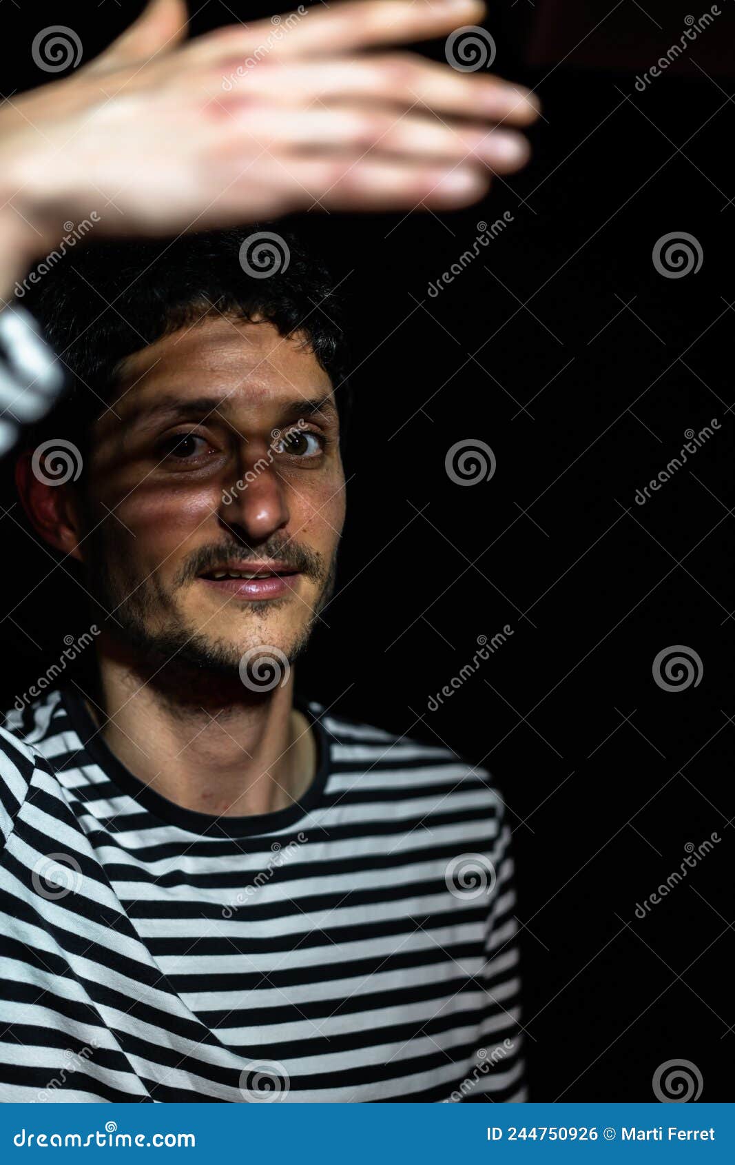 Shy man smiling stock photo. Image of posing, hand, relax - 244750926