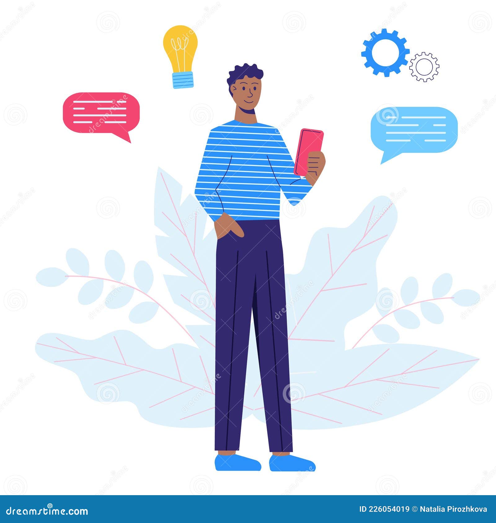 Young Man, Creative Thinking, Generating Ideas Stock Vector ...