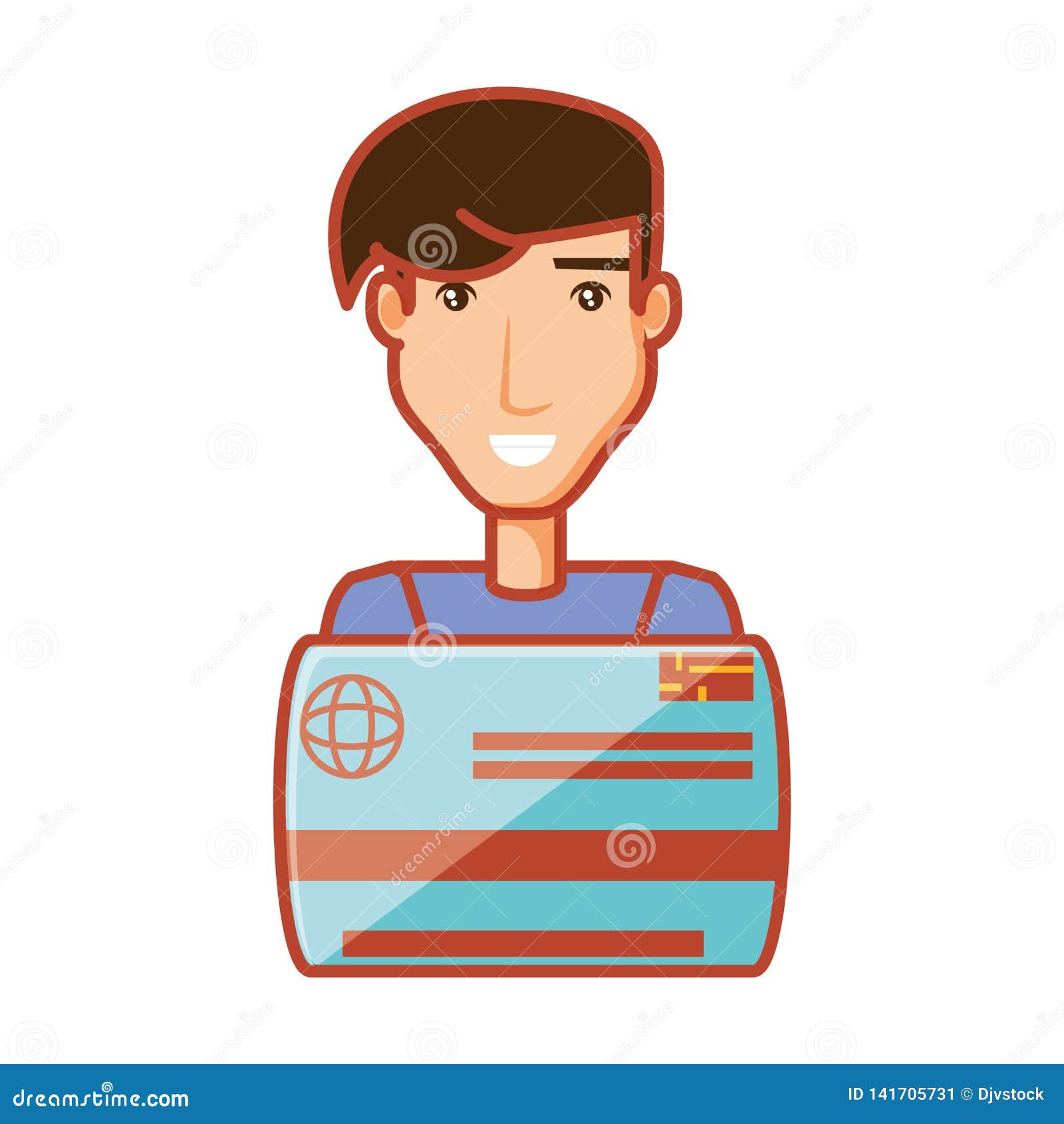 Young man with credit card stock vector. Illustration of style - 141705731