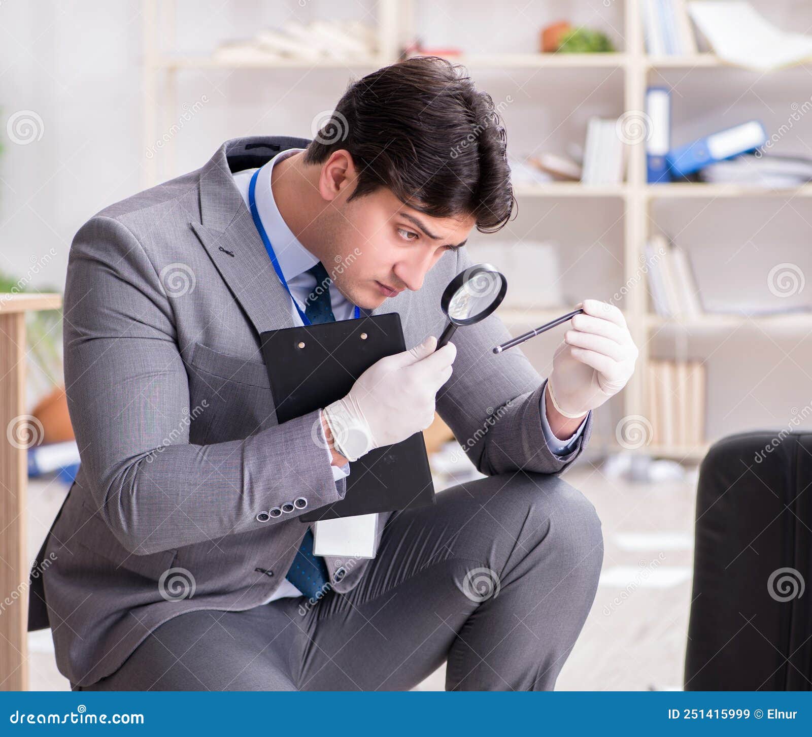 Young Man during Crime Investigation in Office Stock Image - Image of ...