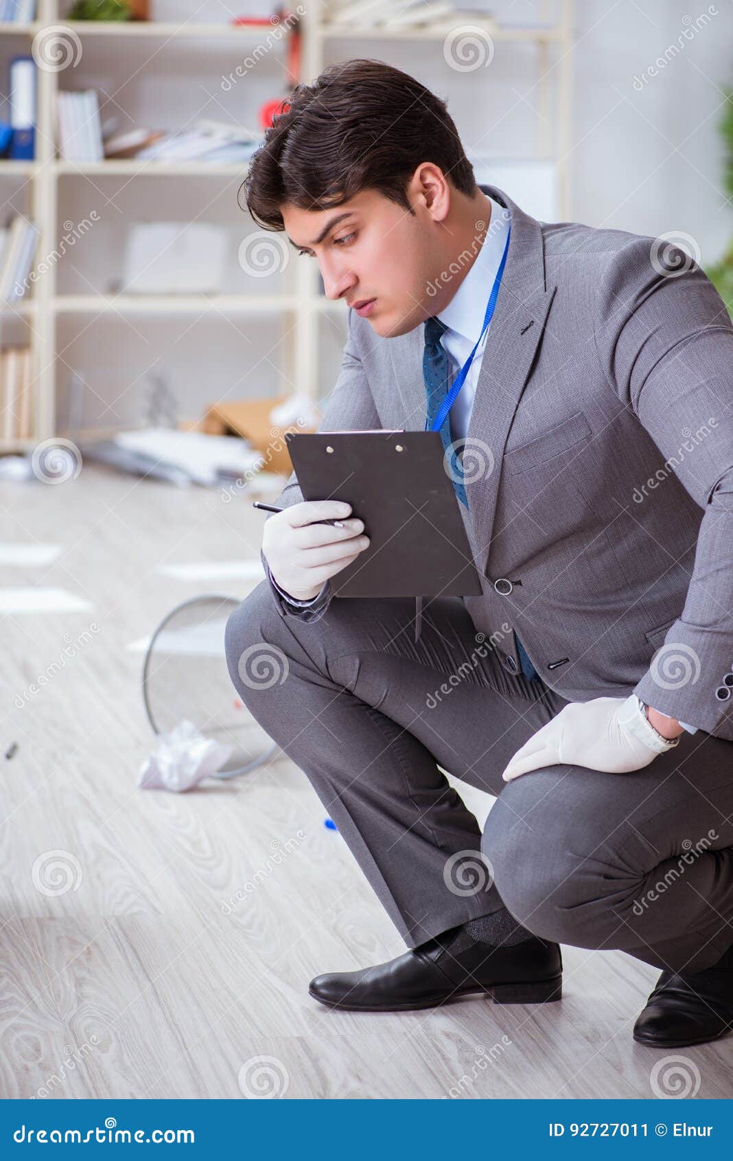 The Young Man during Crime Investigation in Office Stock Image - Image ...