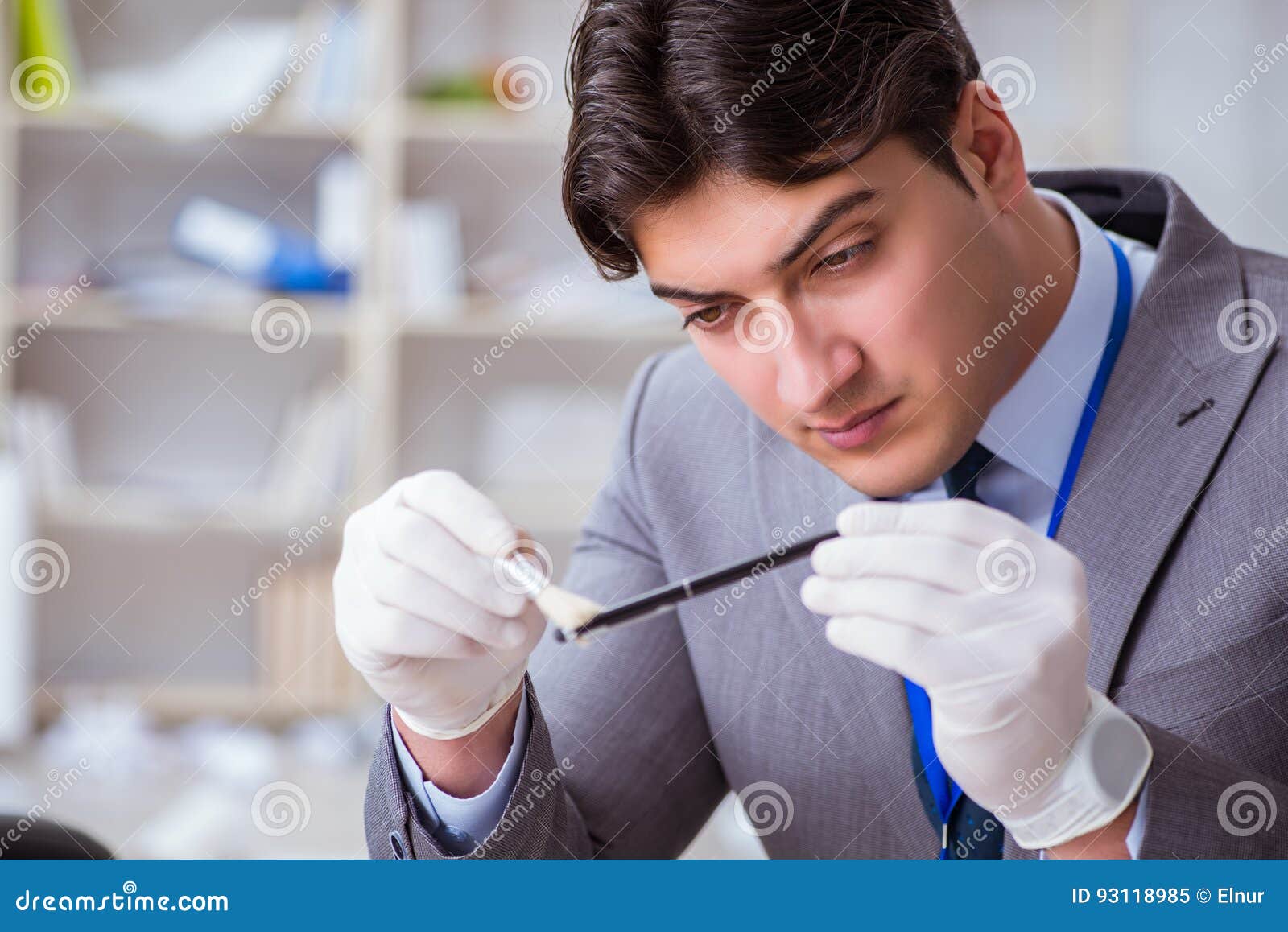 The Young Man during Crime Investigation in Office Stock Image - Image ...