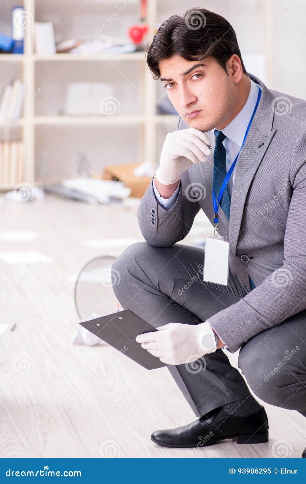 The Young Man during Crime Investigation in Office Stock Image - Image ...