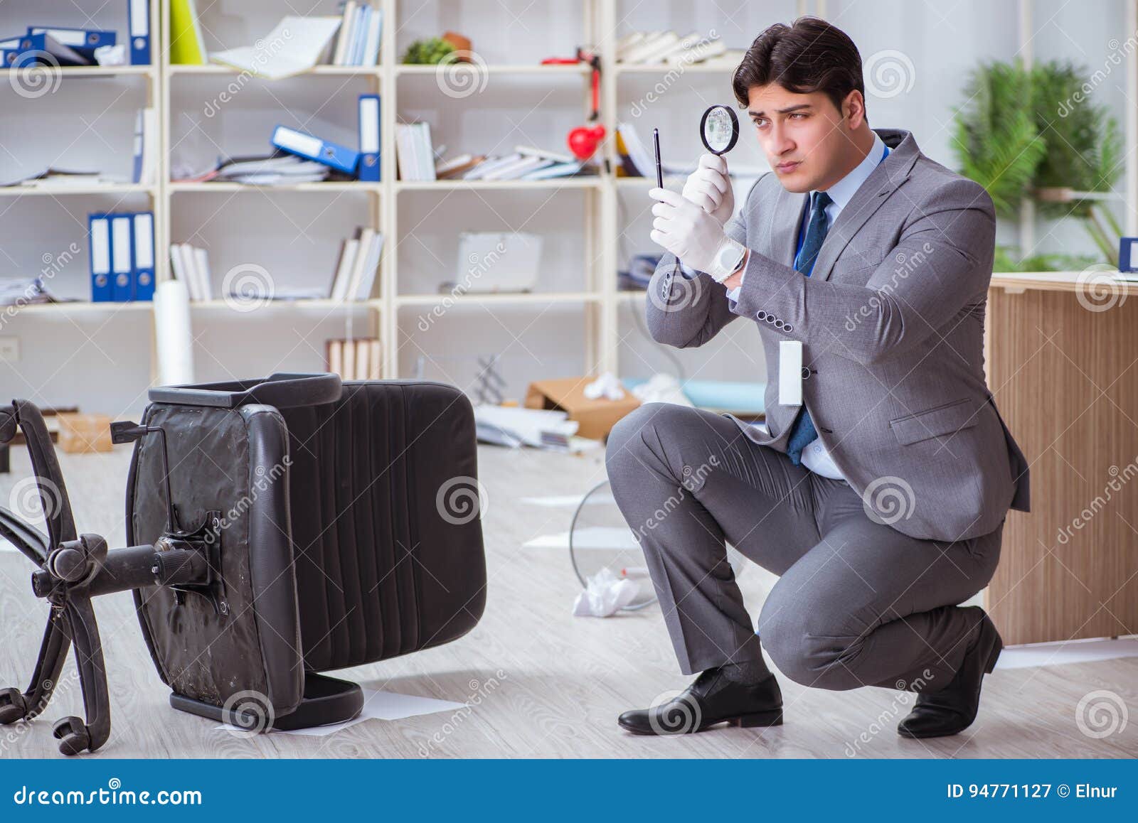 The Young Man during Crime Investigation in Office Stock Image - Image ...