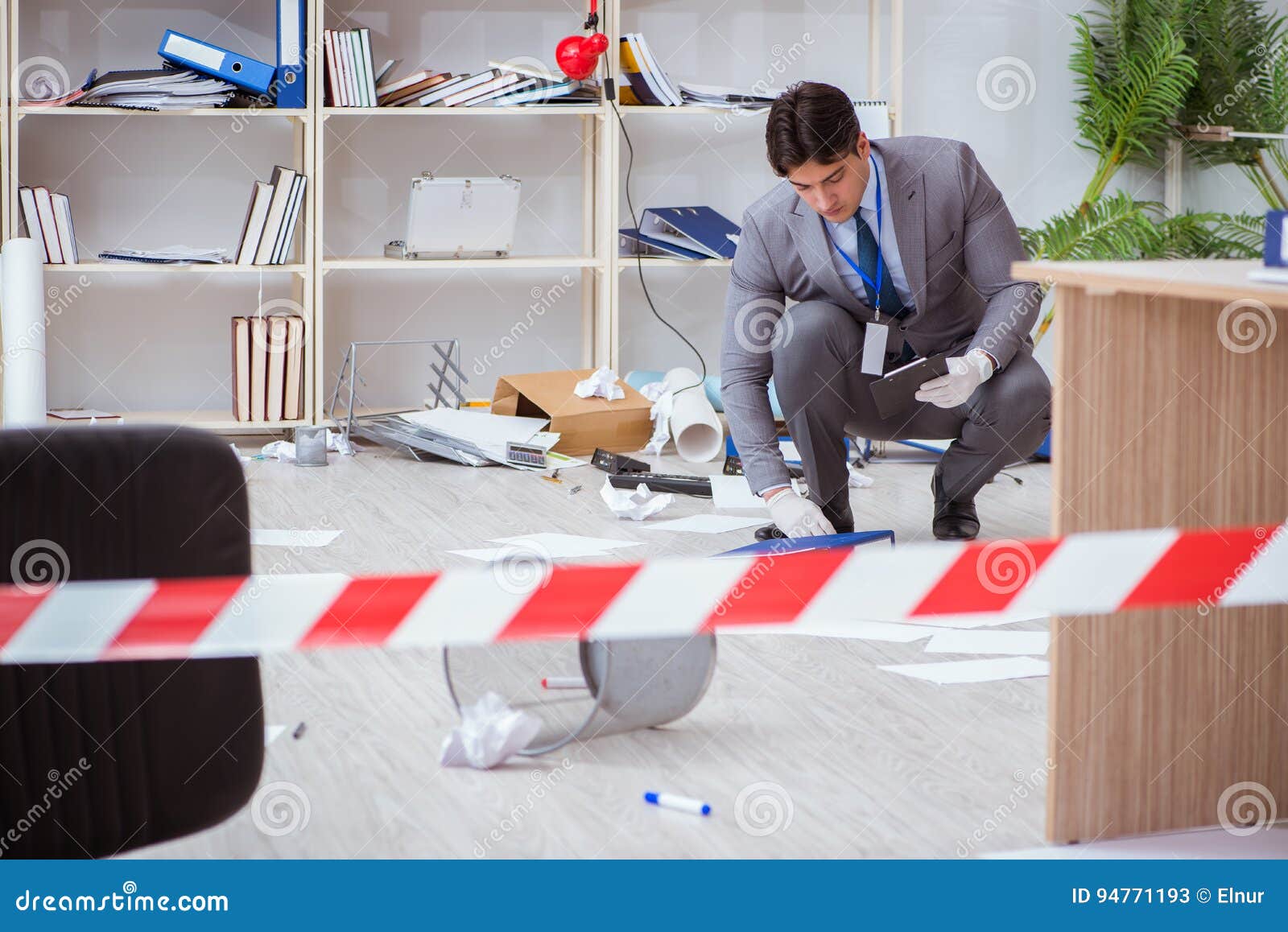 The Young Man during Crime Investigation in Office Stock Image - Image ...